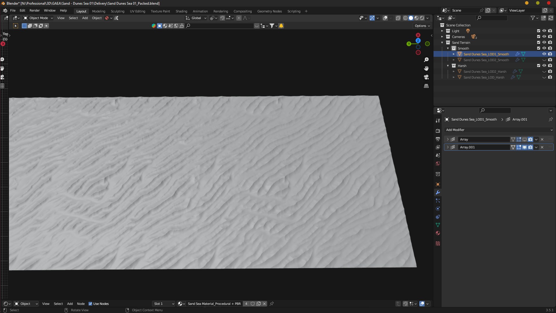 3D Desert Sand Dunes Sea - Tileable Terrain Low-poly 3D Model ...