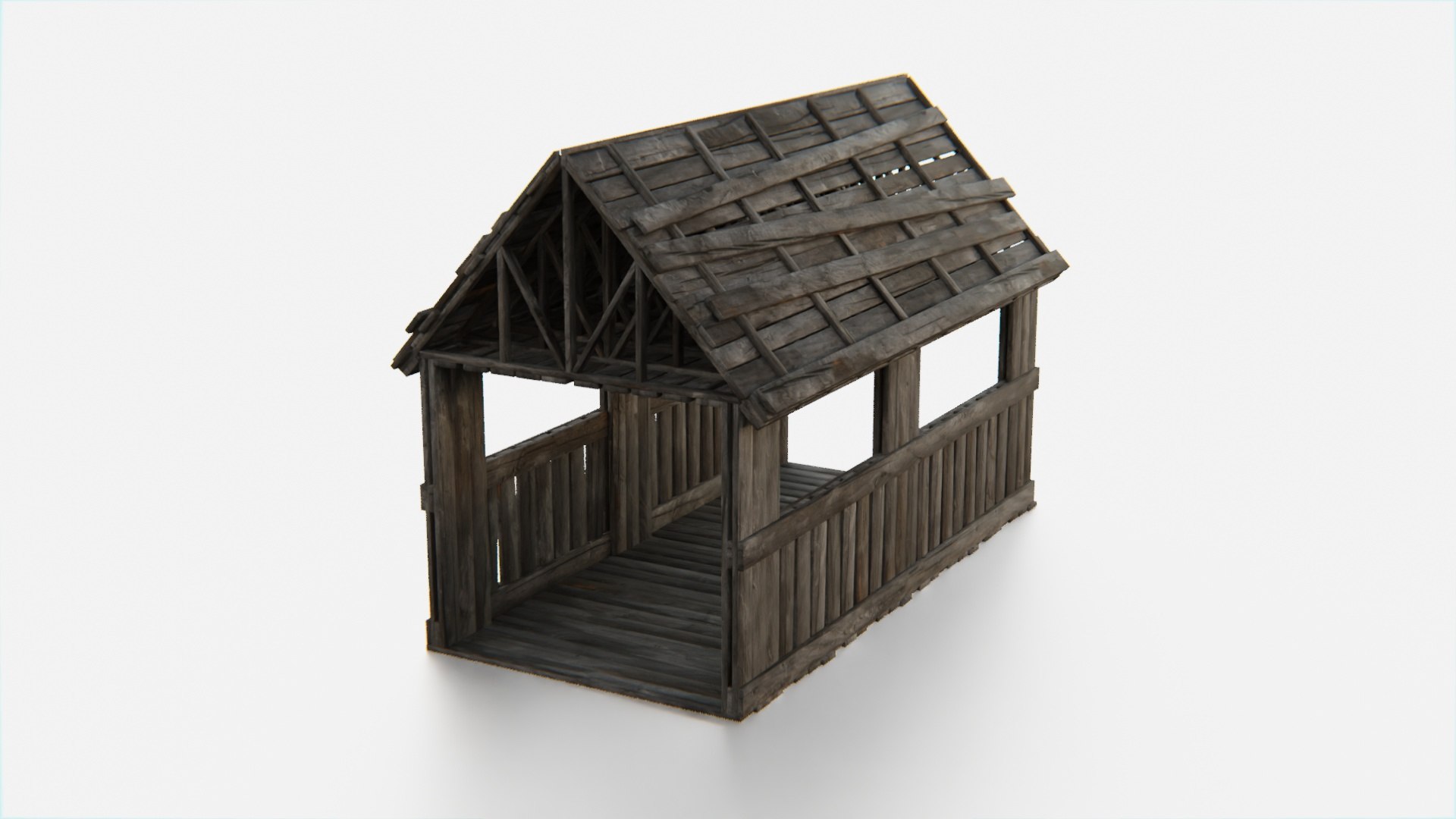 Old Wooden Medieval Shed Building 1 3D Model - TurboSquid 2103542