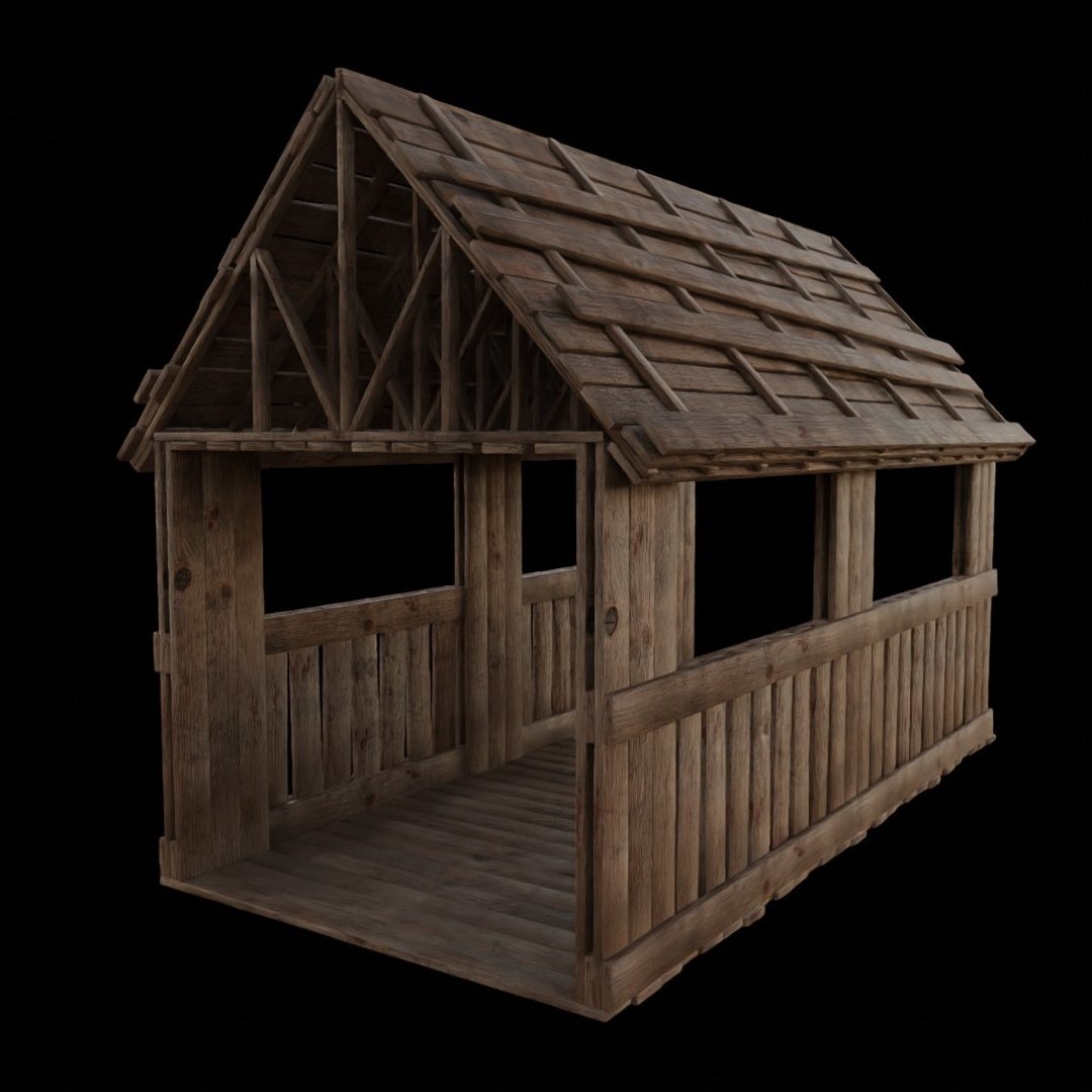 Old Wooden Medieval Shed Building 1 3D model - TurboSquid 2103542