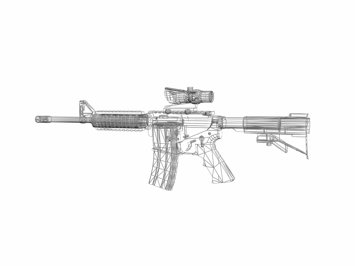 M4a1 Assault Acog Scope 3d Model