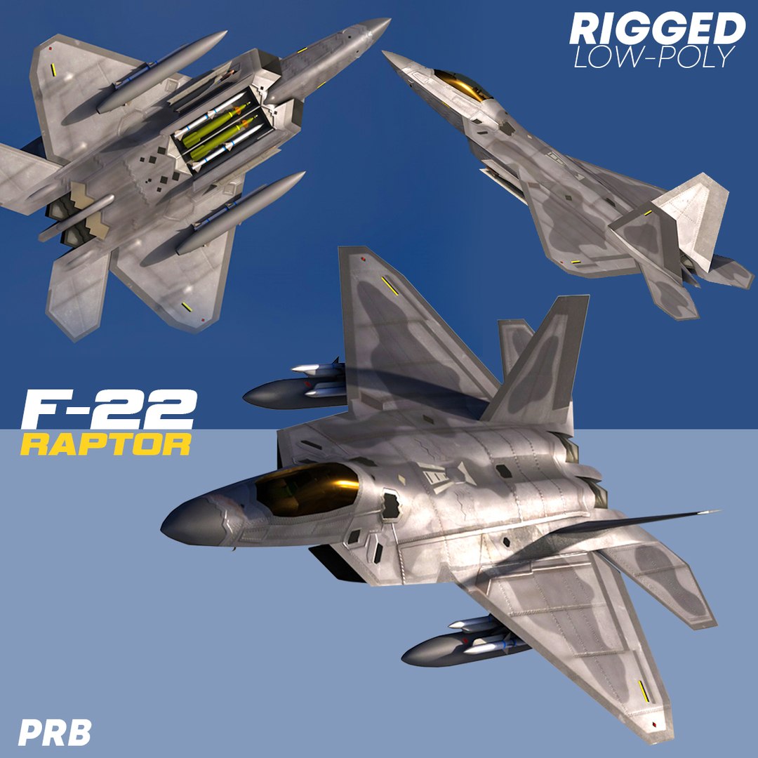 3D F-22A RAPTOR Rigged Low-Poly model - TurboSquid 1719008