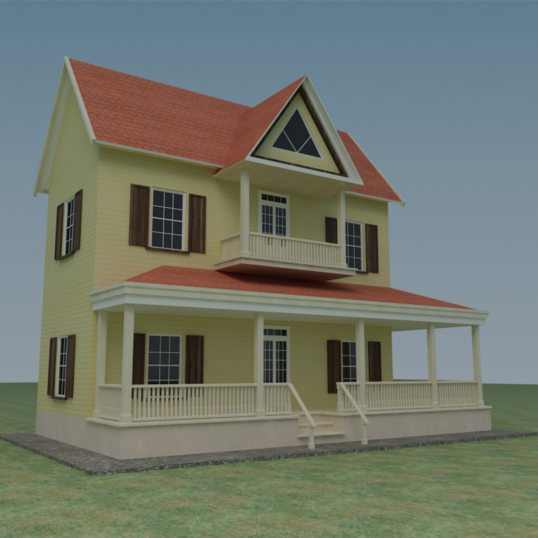 Small Town House Building 3d Model