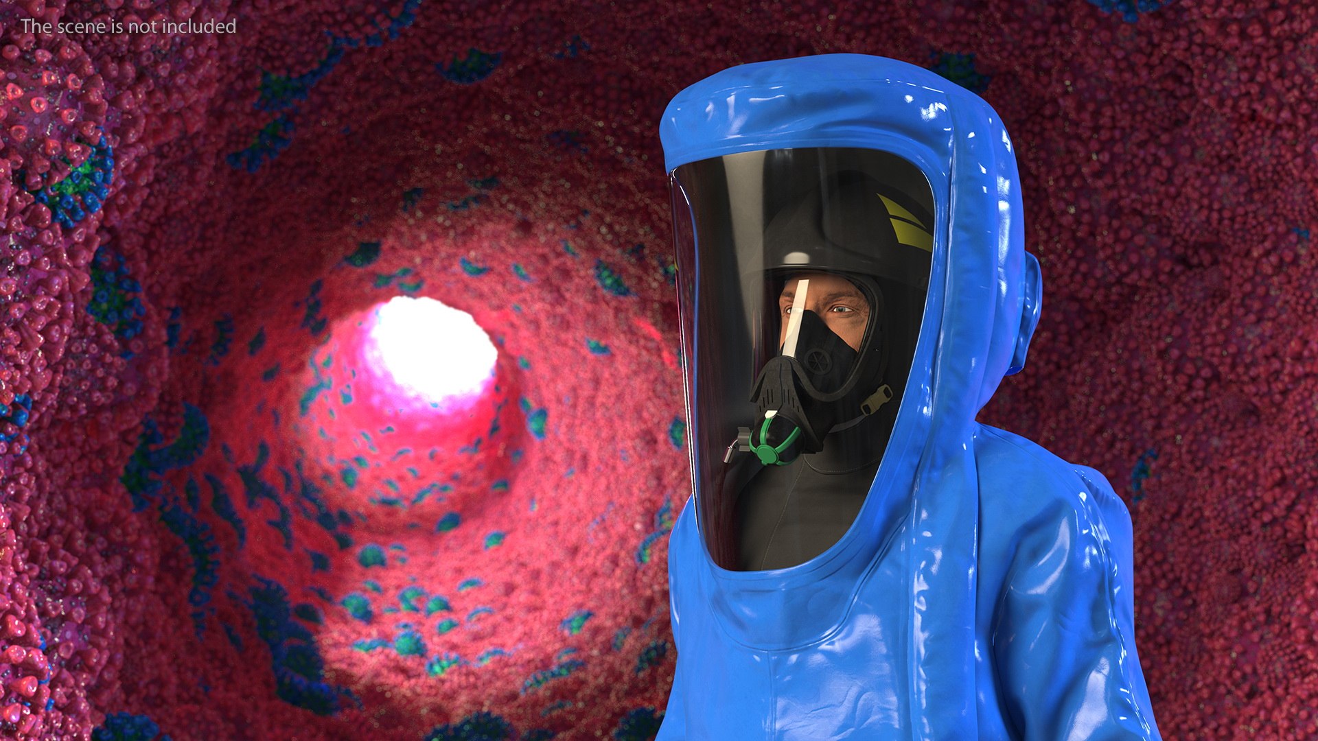 3D Fully Encapsulating Chemical Protection Suit Standing Pose model ...