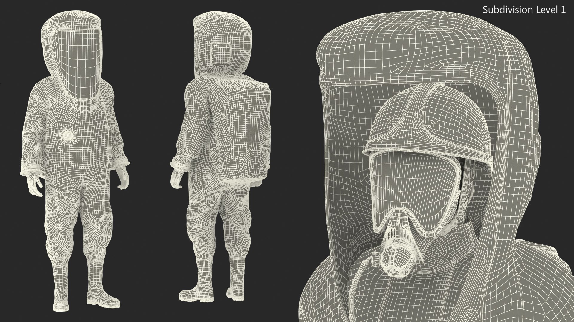 3D Fully Encapsulating Chemical Protection Suit Standing Pose model ...