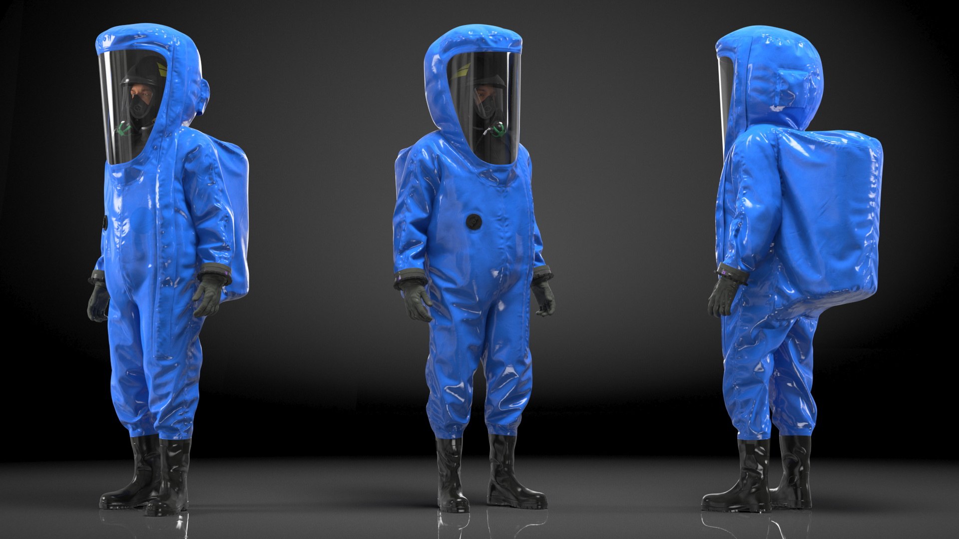 3D Fully Encapsulating Chemical Protection Suit Standing Pose model ...