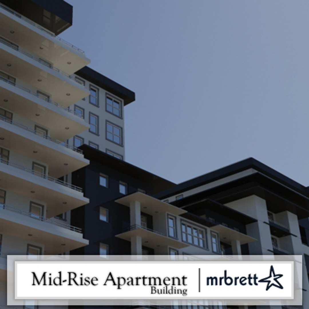 mid-rise luxury apartment building 3d dxf