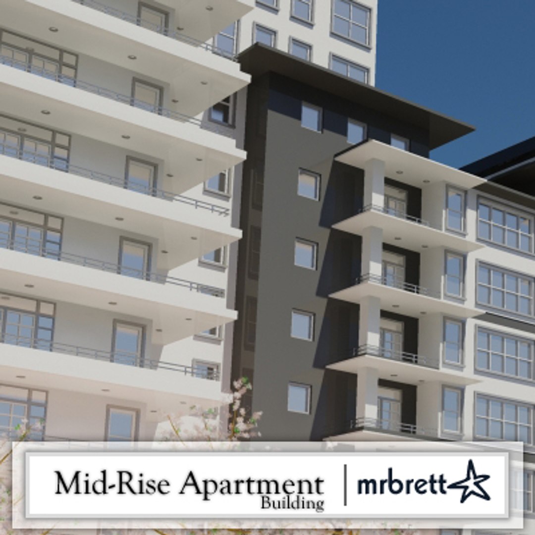 mid-rise luxury apartment building 3d dxf