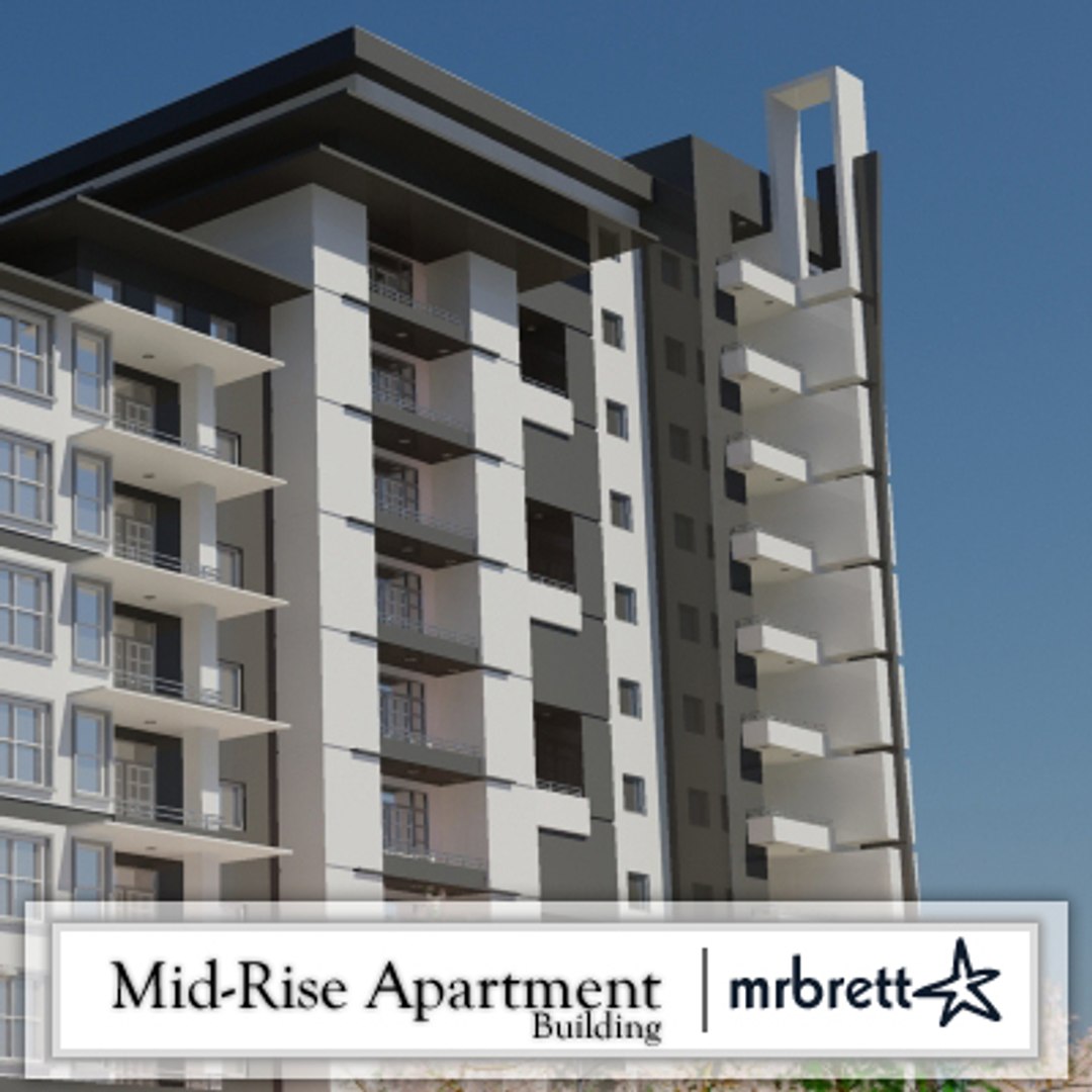 mid-rise luxury apartment building 3d dxf