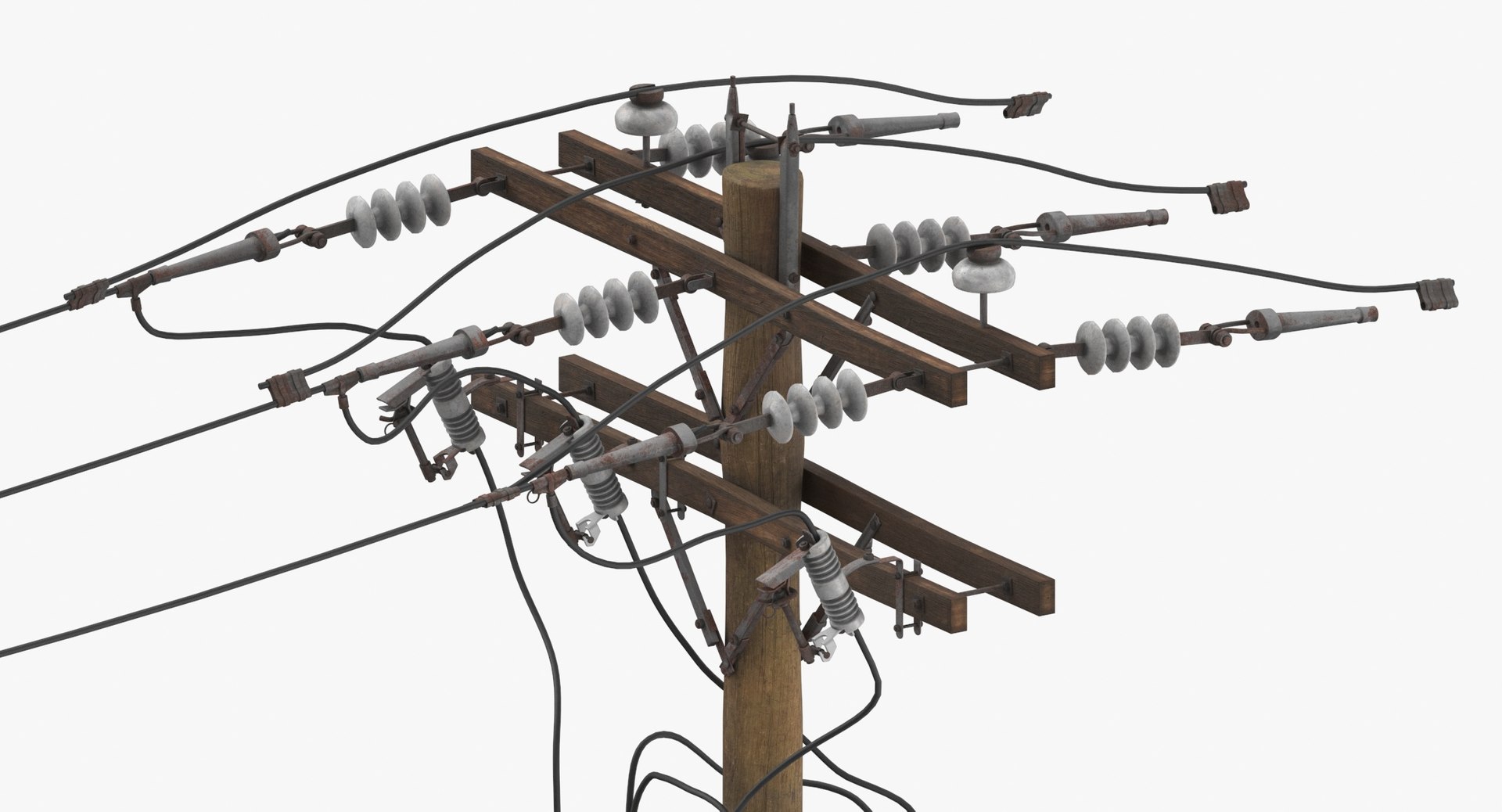 Wooden Power Lines 02 Clean and Dirty 3D model - TurboSquid 1909951