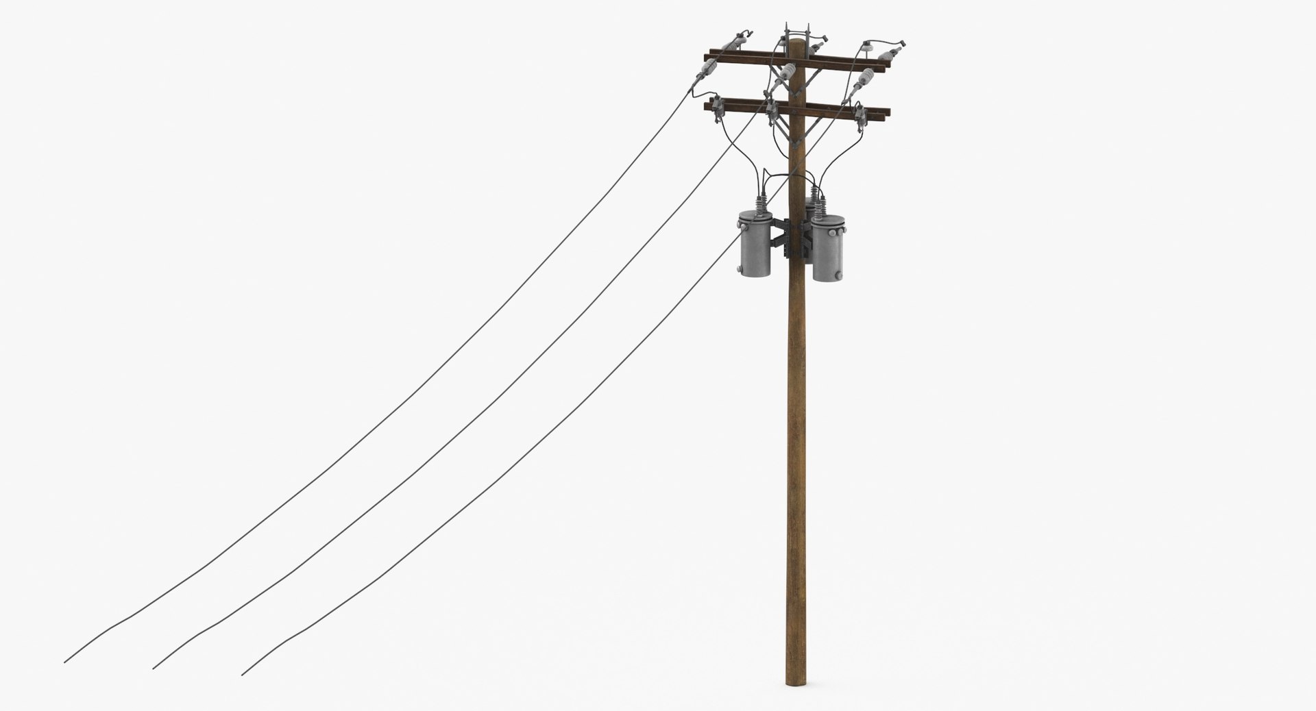 Wooden Power Lines 02 Clean and Dirty 3D model - TurboSquid 1909951