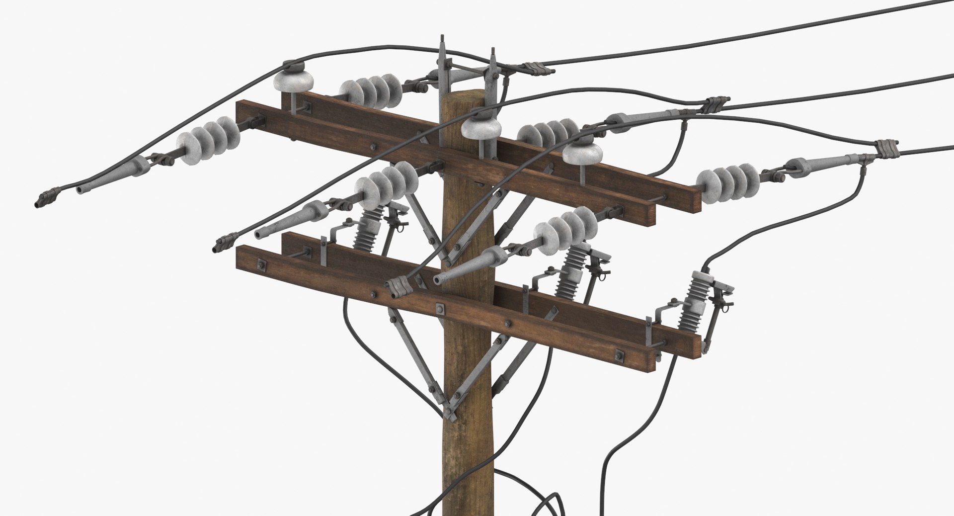 Wooden Power Lines 02 Clean and Dirty 3D model - TurboSquid 1909951