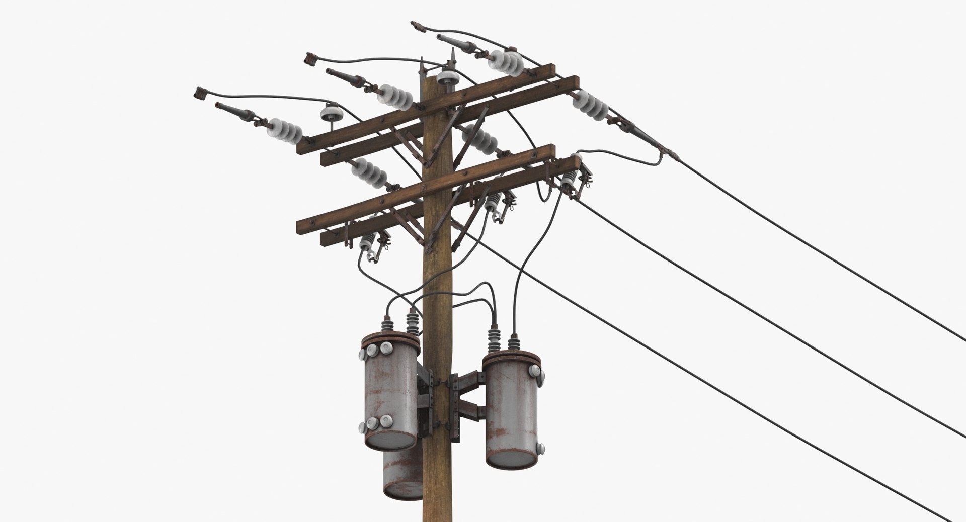 Wooden Power Lines 02 Clean and Dirty 3D model - TurboSquid 1909951