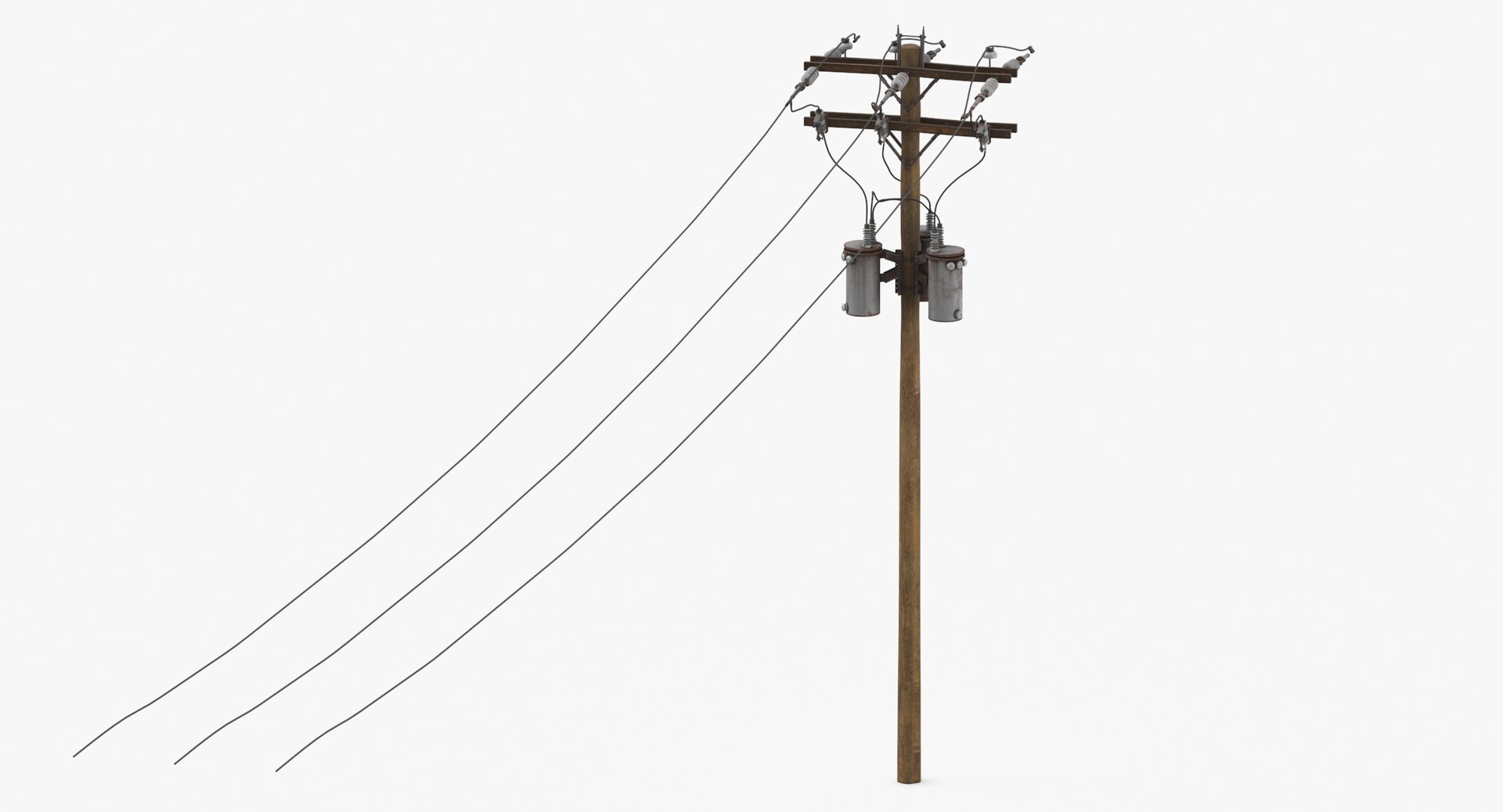 Wooden Power Lines 02 Clean and Dirty 3D model - TurboSquid 1909951