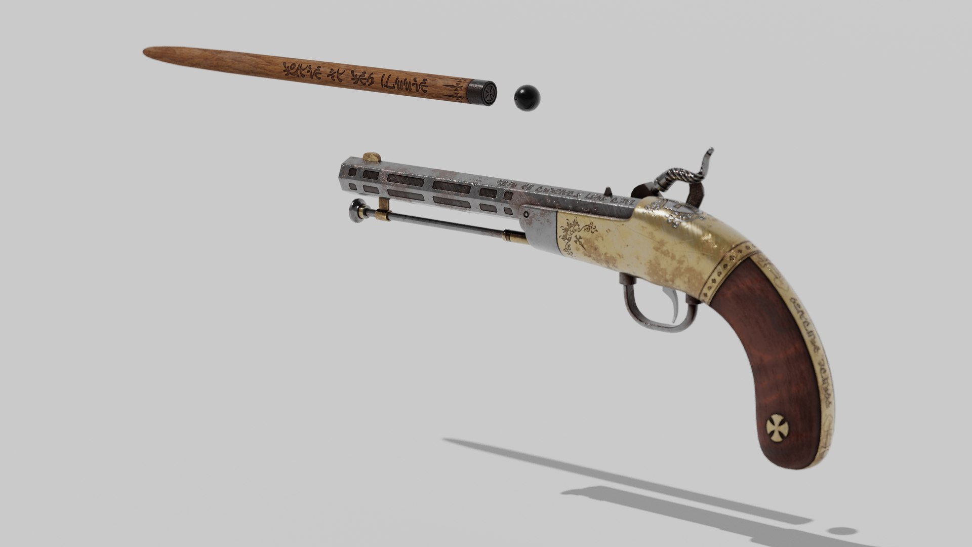 3D OB 00 02 Vampire Hunter Auxiliary Pistol With Flamethrower ...