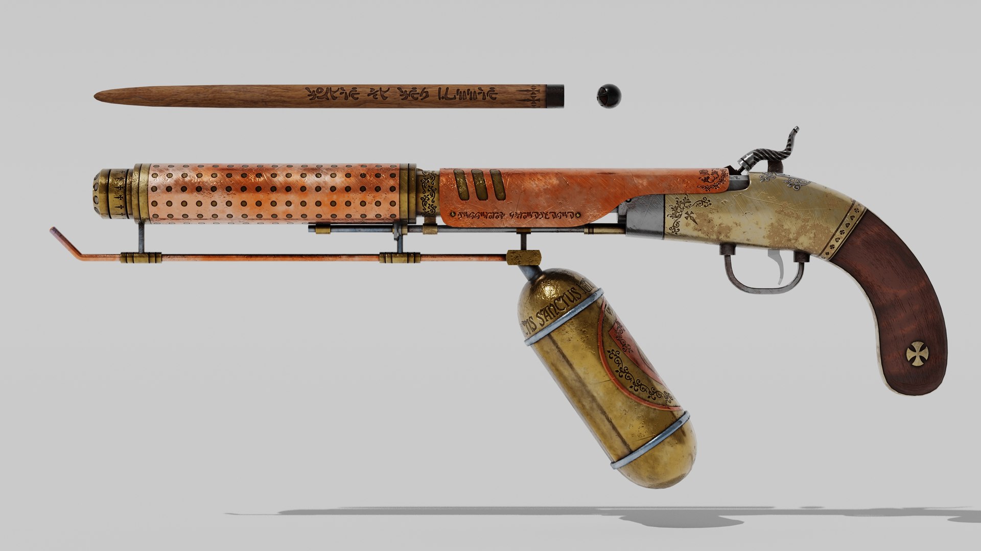 3D OB 00 02 Vampire Hunter Auxiliary Pistol With Flamethrower ...