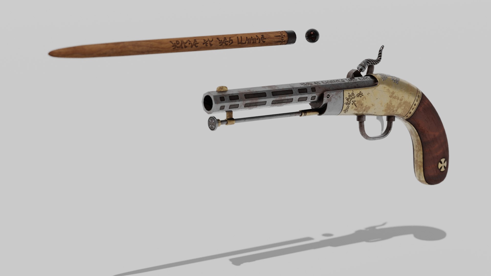 3D OB 00 02 Vampire Hunter Auxiliary Pistol With Flamethrower ...