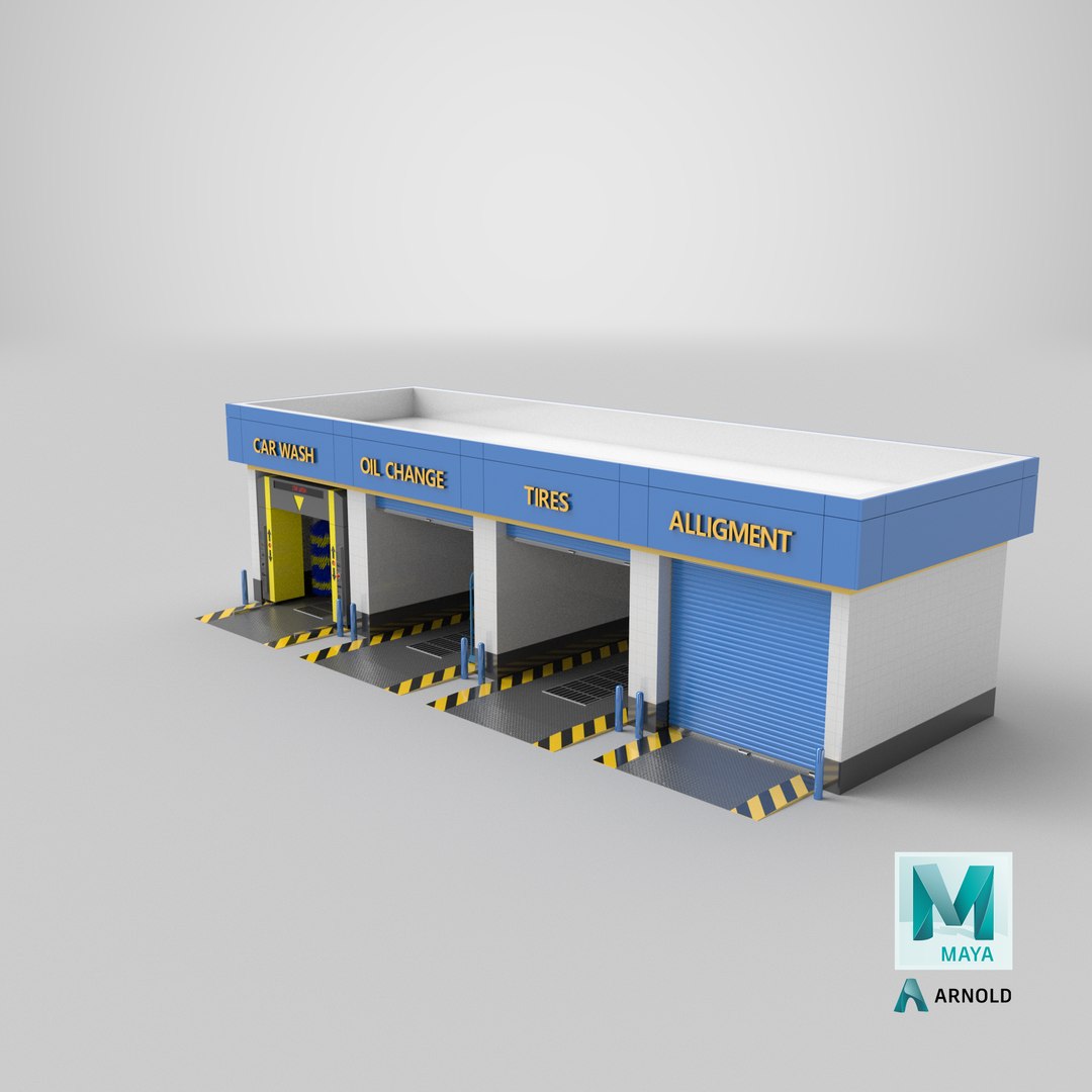 3D Model Detailed Car Service Building - TurboSquid 2035210