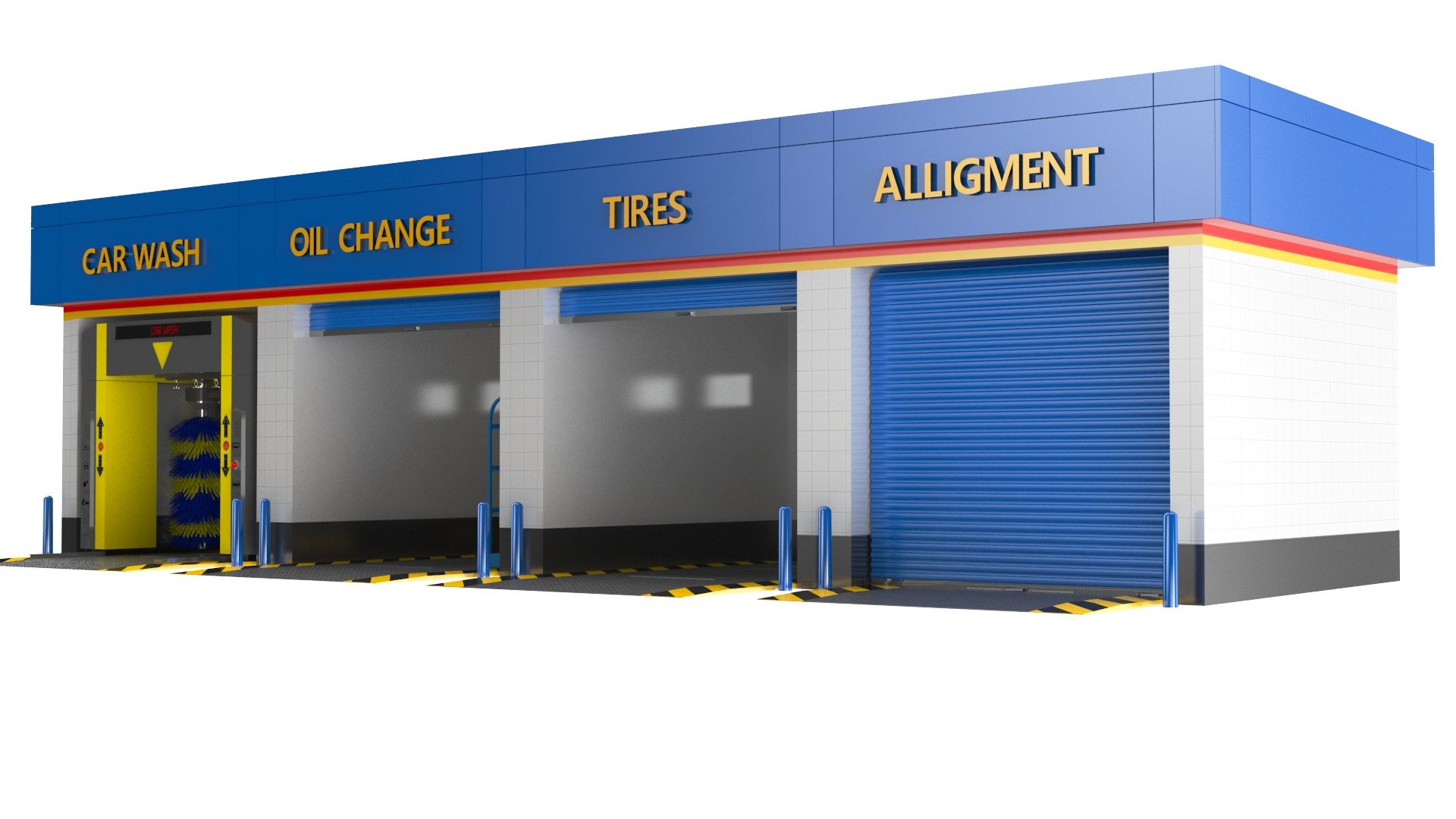 3D Model Detailed Car Service Building - TurboSquid 2035210