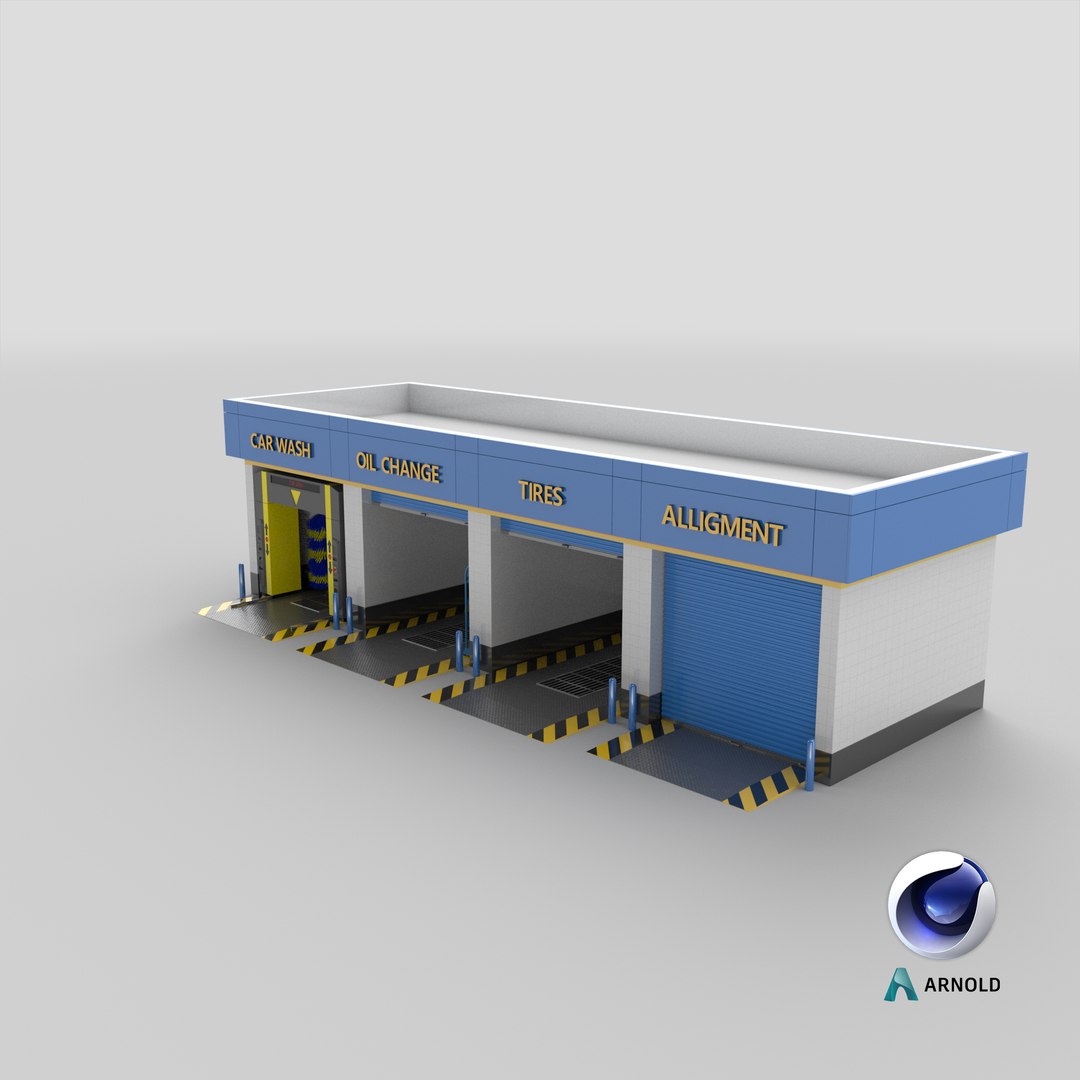 3D Model Detailed Car Service Building - TurboSquid 2035210