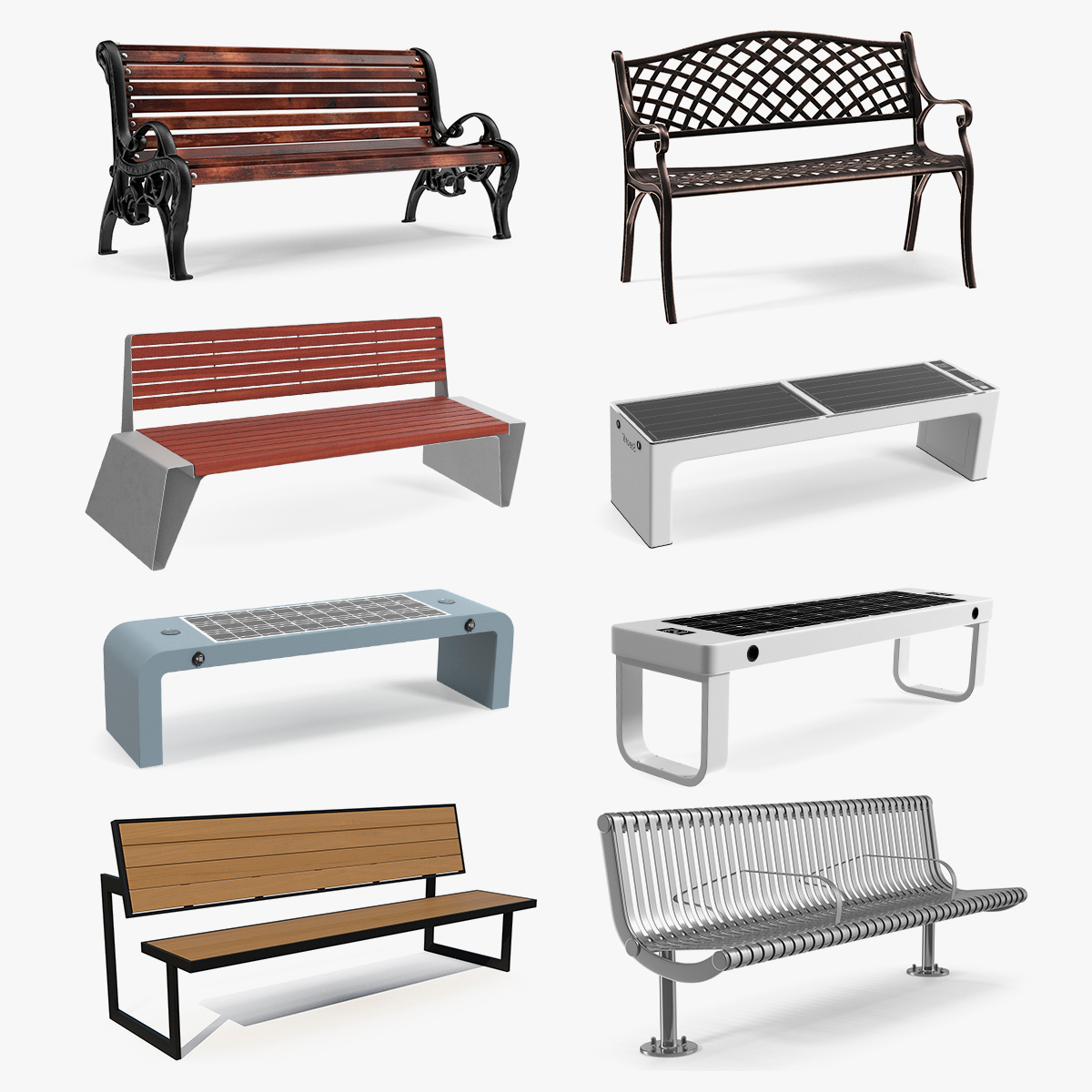 modelo 3d Street Benches Big Collection - TurboSquid 2095030