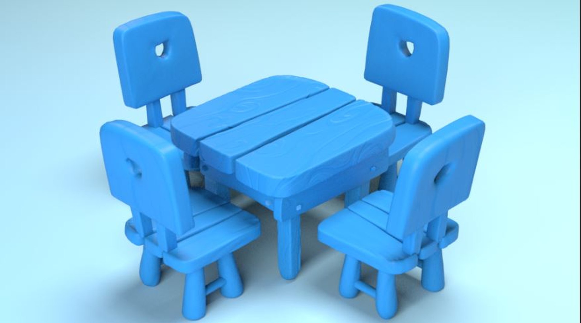 Cartoon table chair street bench model - TurboSquid 1395853