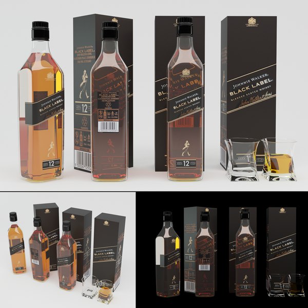 modelo 3d Johnnie Walker Black Label Set - TurboSquid 2085635