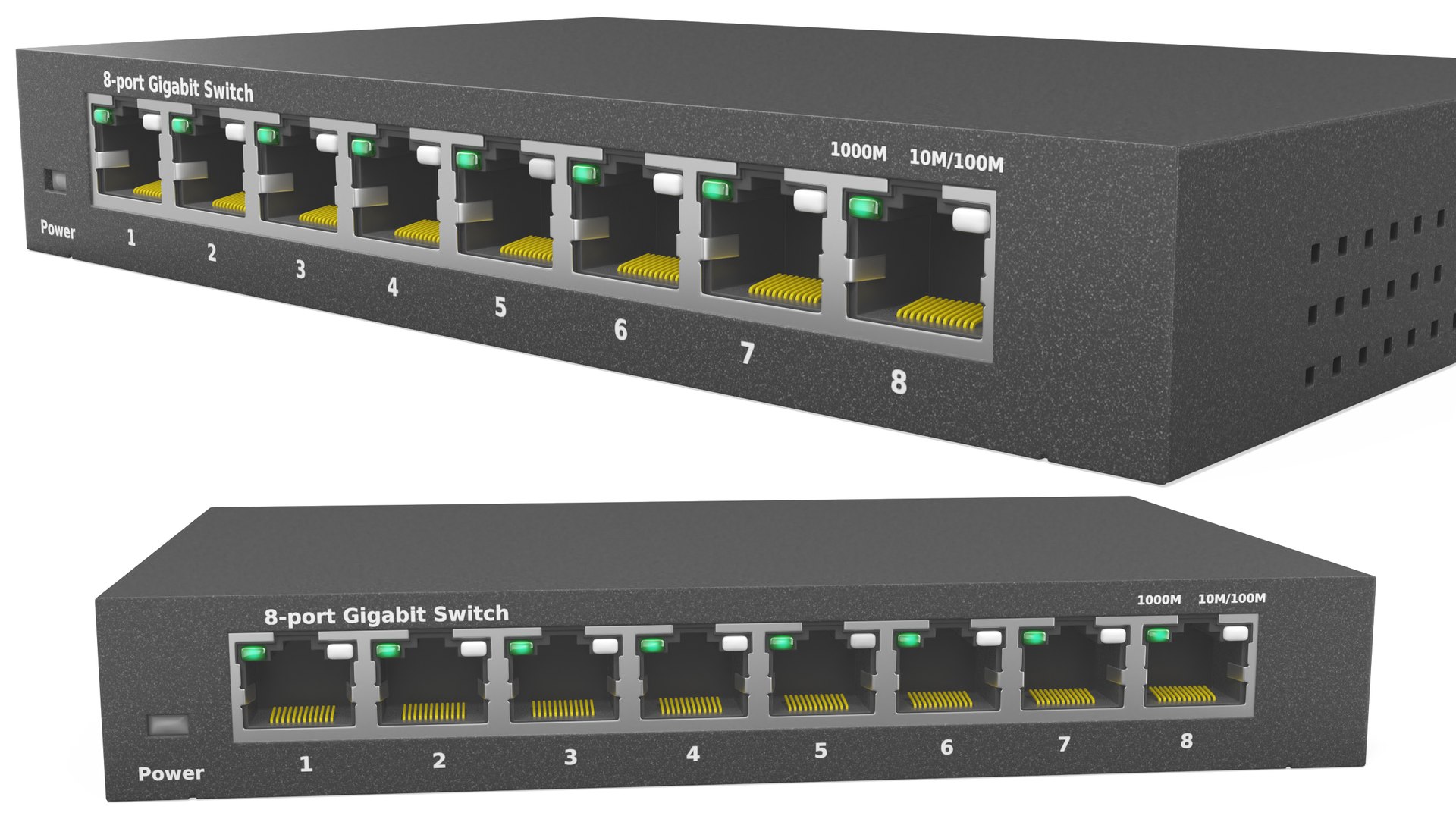 Gigabit Network Switch 8 Port Grey 3D - TurboSquid 2220946