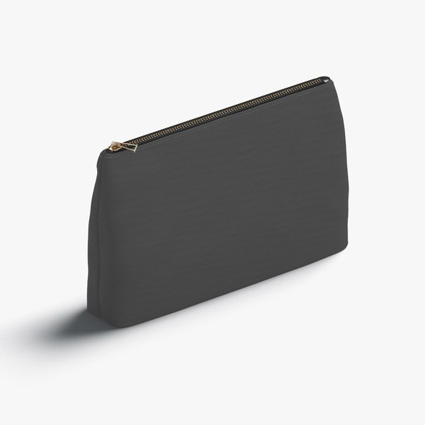 modelo 3d Black Canvas Pouch - linen zip bag - TurboSquid 2059910