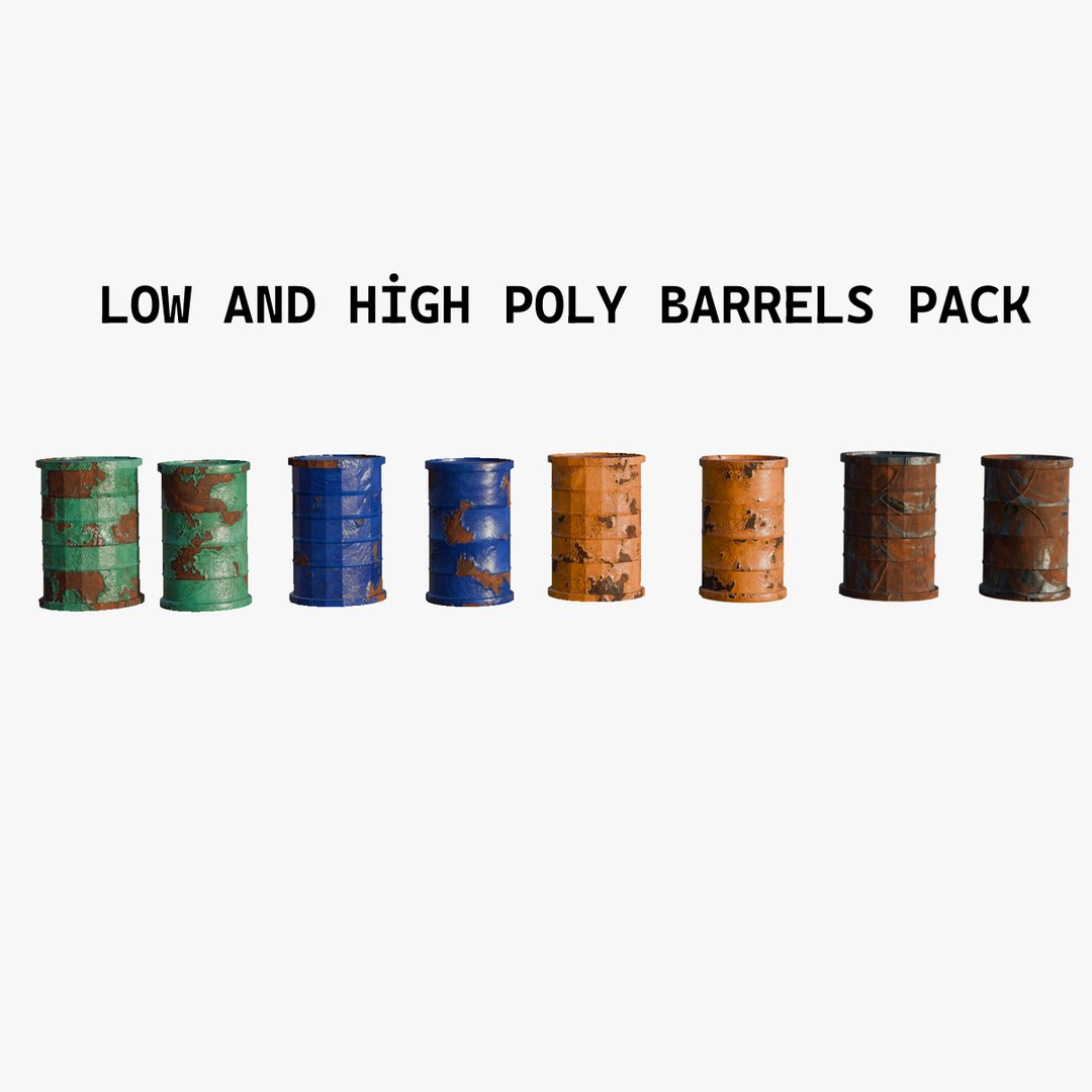 Low Poly Barrels 3D Model - TurboSquid 2283536