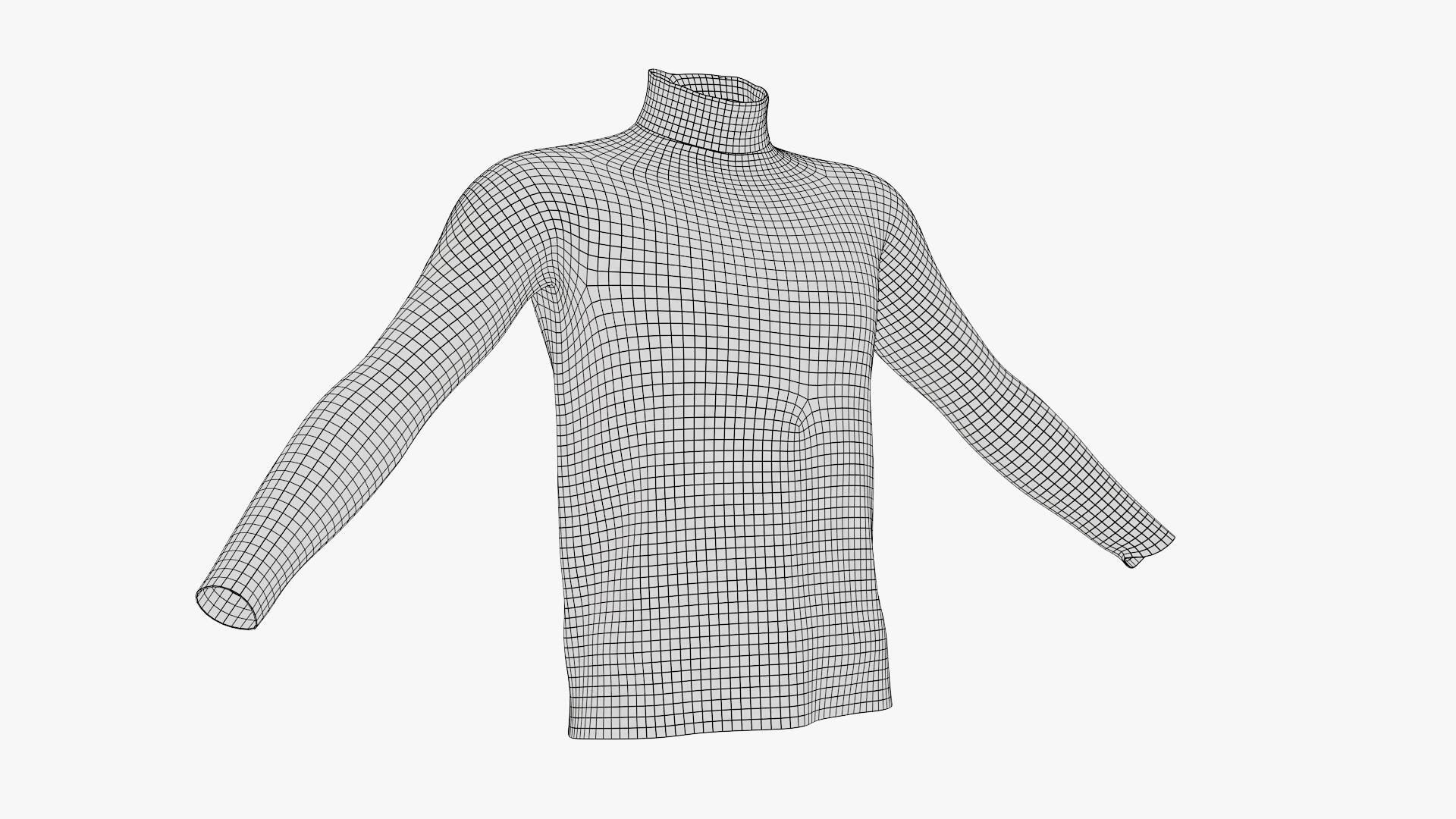 Men Long Sleeve Ski Collar Shirt 3D Model - TurboSquid 2424899