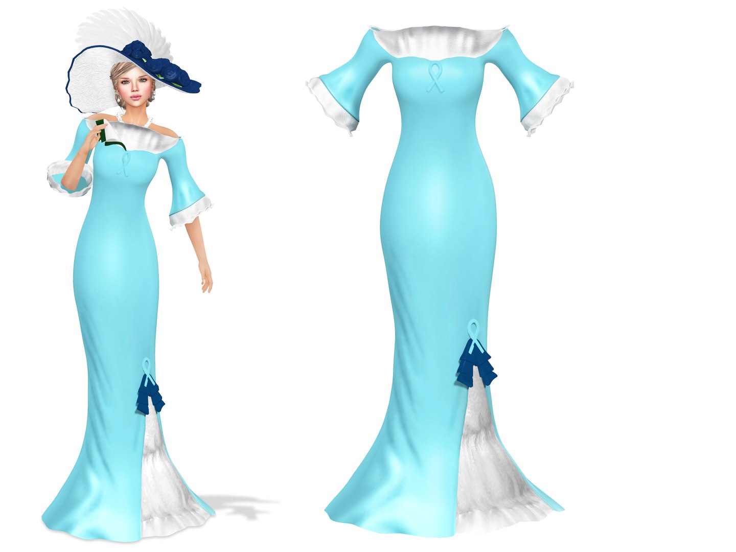3D Blue Gown model - TurboSquid 1860904