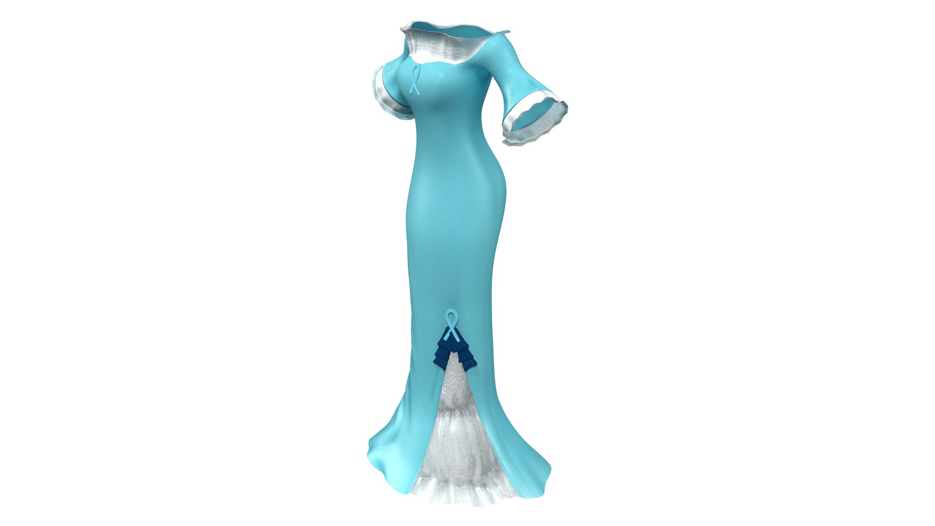 3D Blue Gown model - TurboSquid 1860904