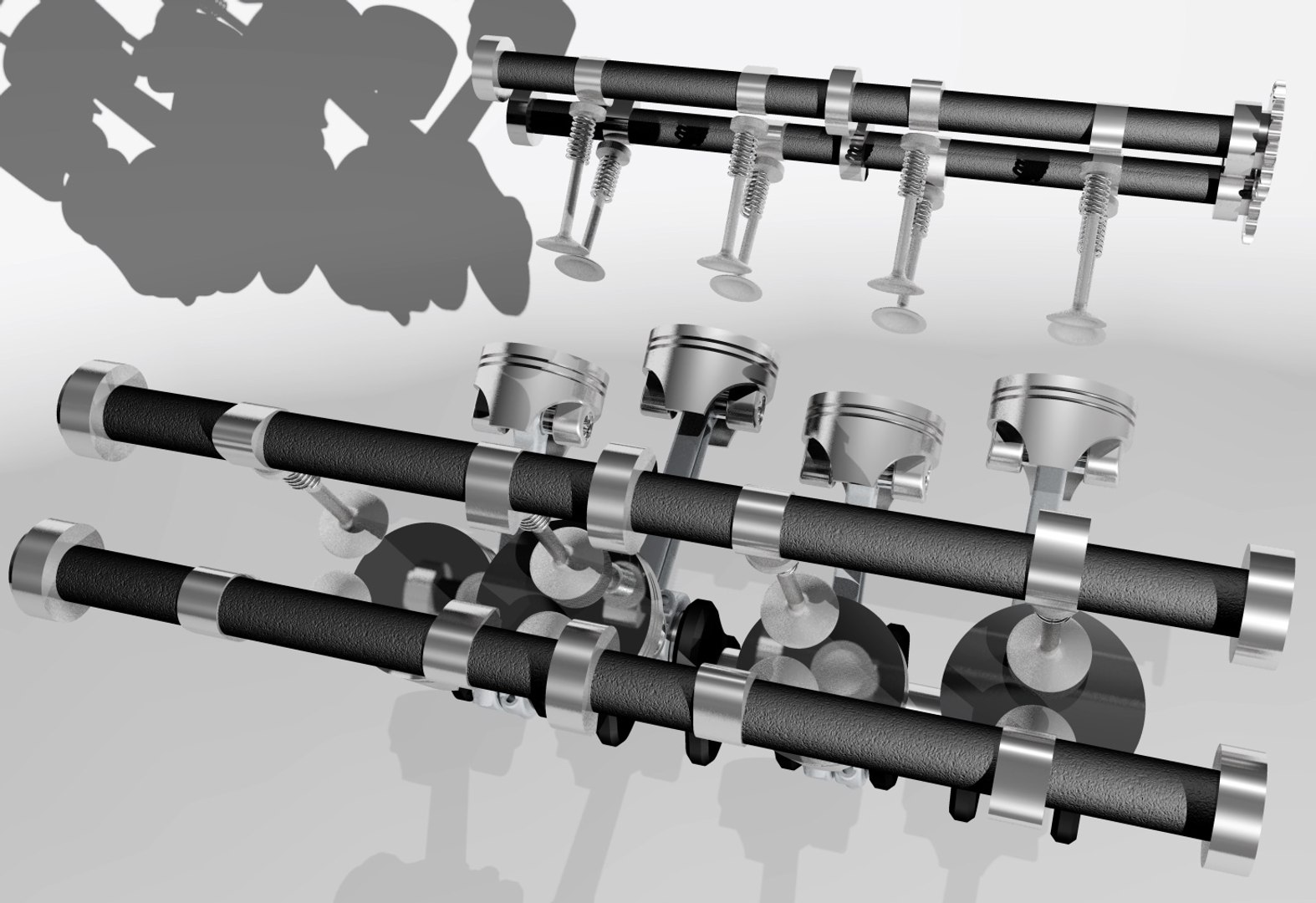 V8 Motor Engine Mechanic 3d Model