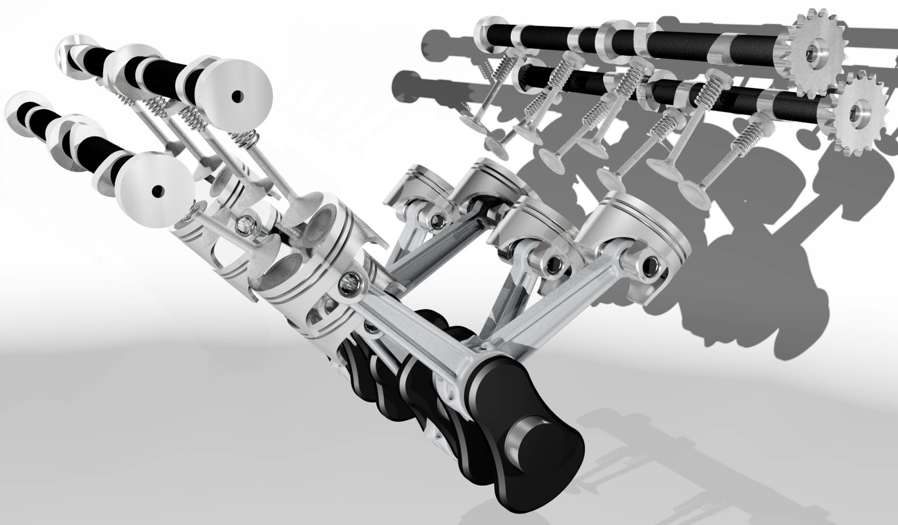 V8 Motor Engine Mechanic 3d Model