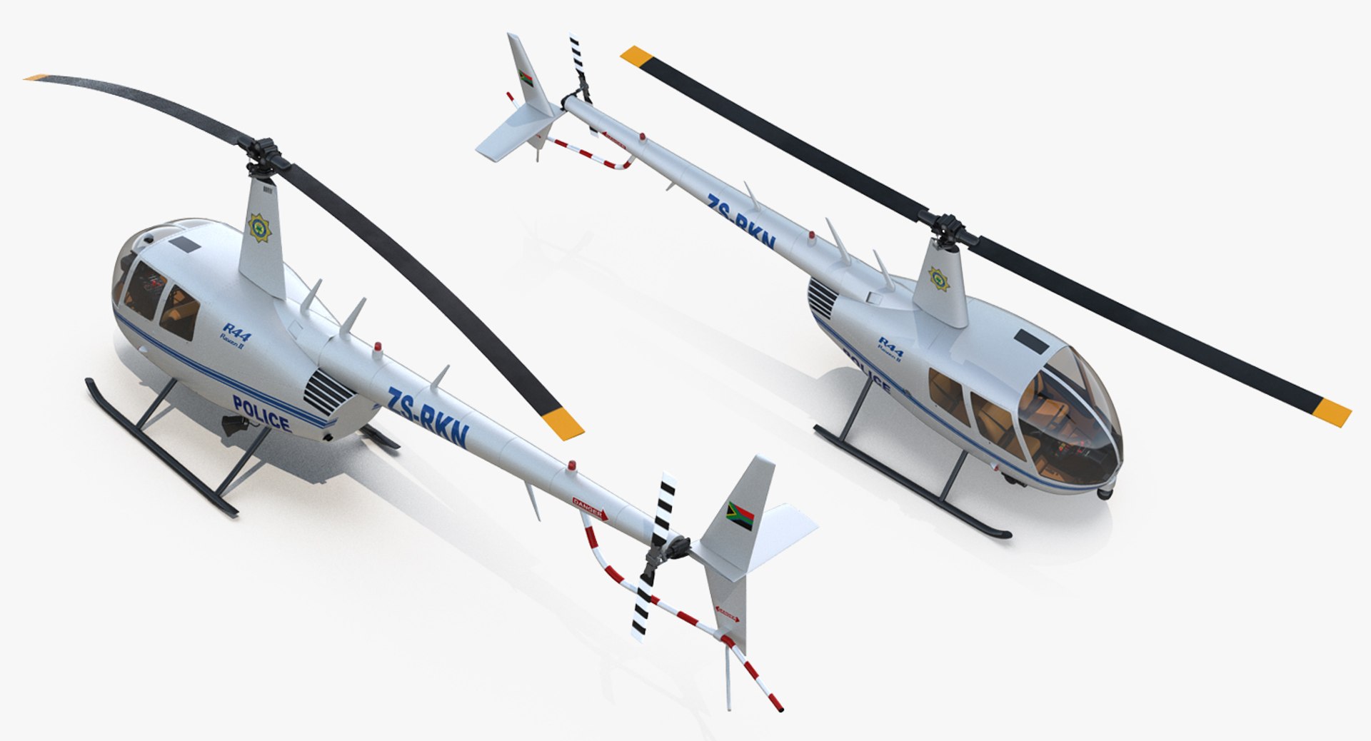 Police Helicopter Robinson R44 3d Model