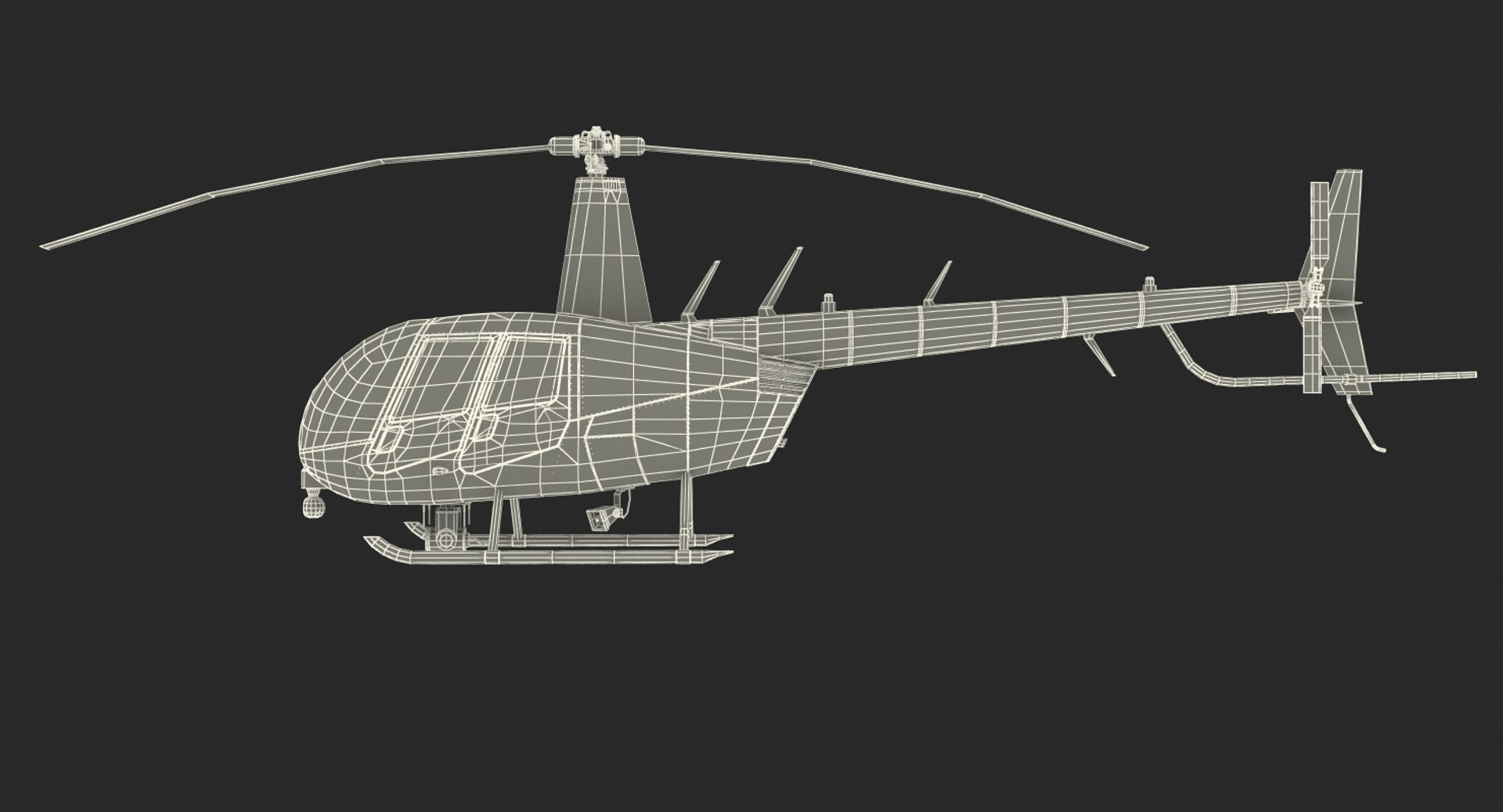 Police Helicopter Robinson R44 3d Model