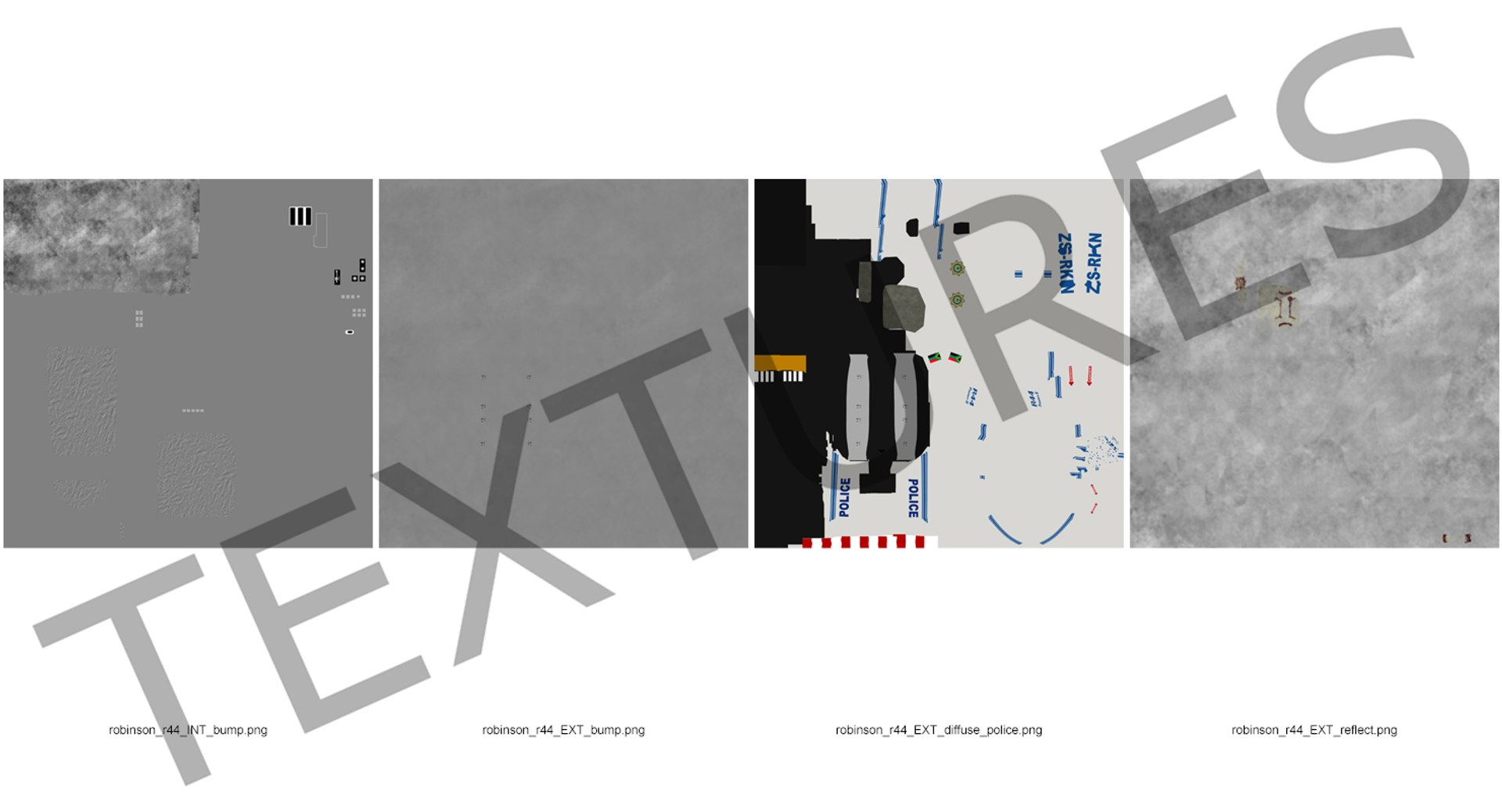 Police Helicopter Robinson R44 3d Model
