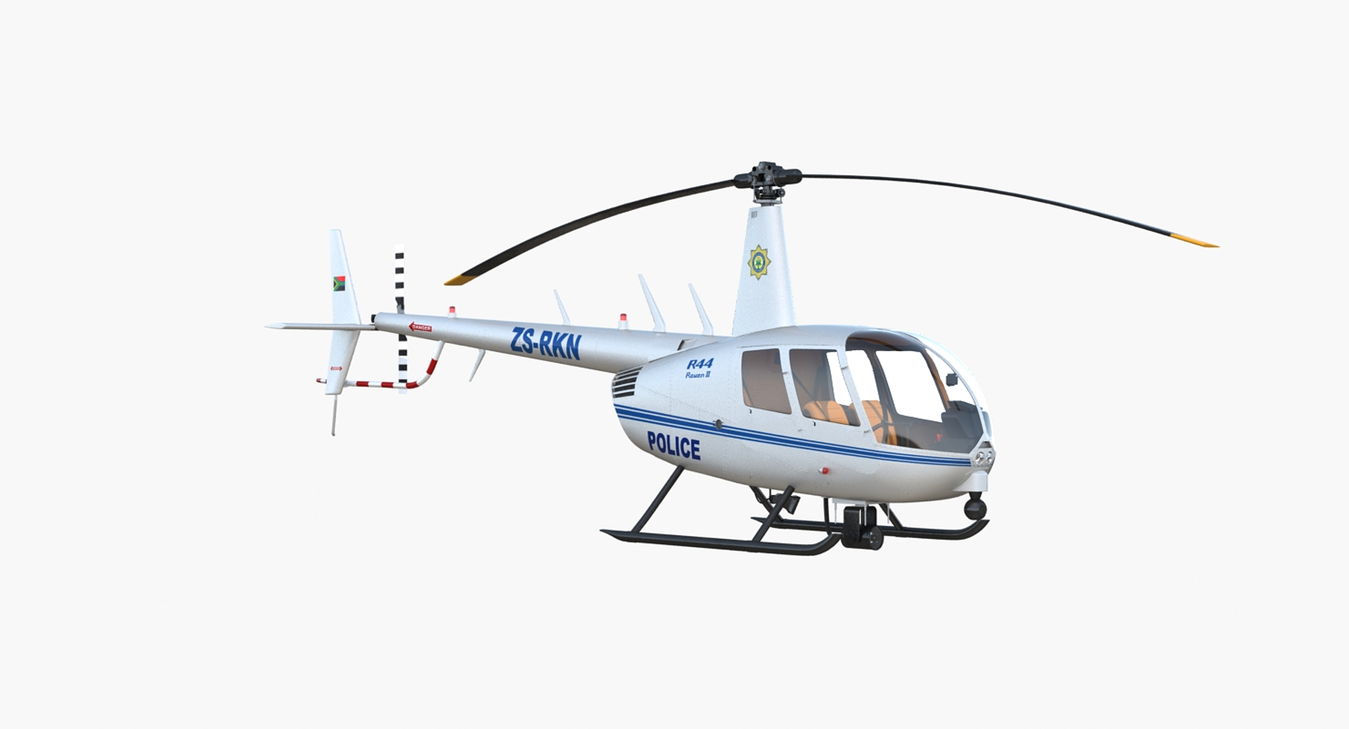 Police Helicopter Robinson R44 3d Model