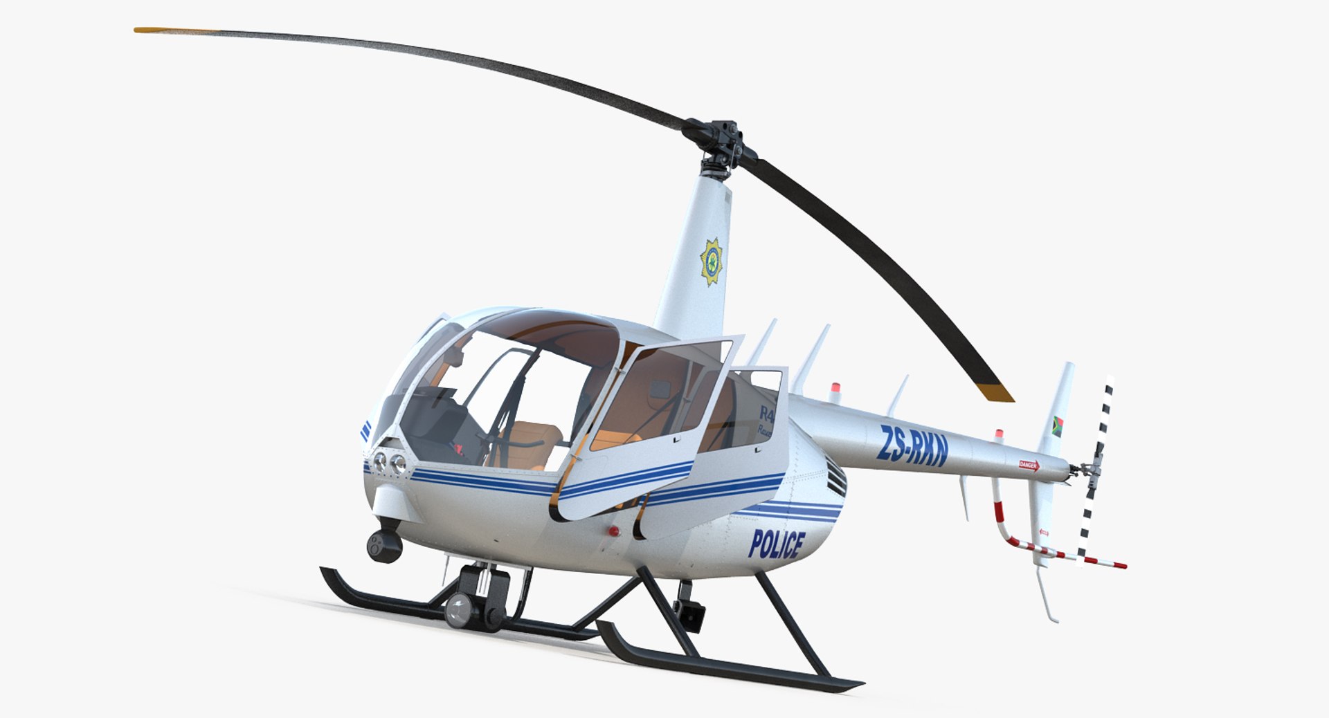 police helicopter robinson r44 3d model