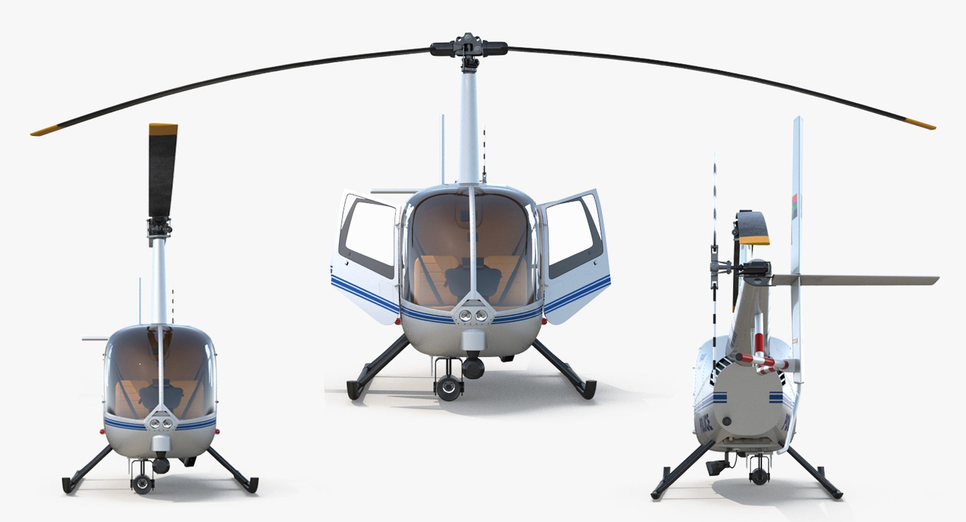 Police Helicopter Robinson R44 3d Model