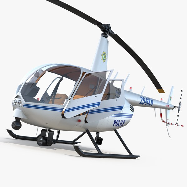 police helicopter robinson r44 3d model