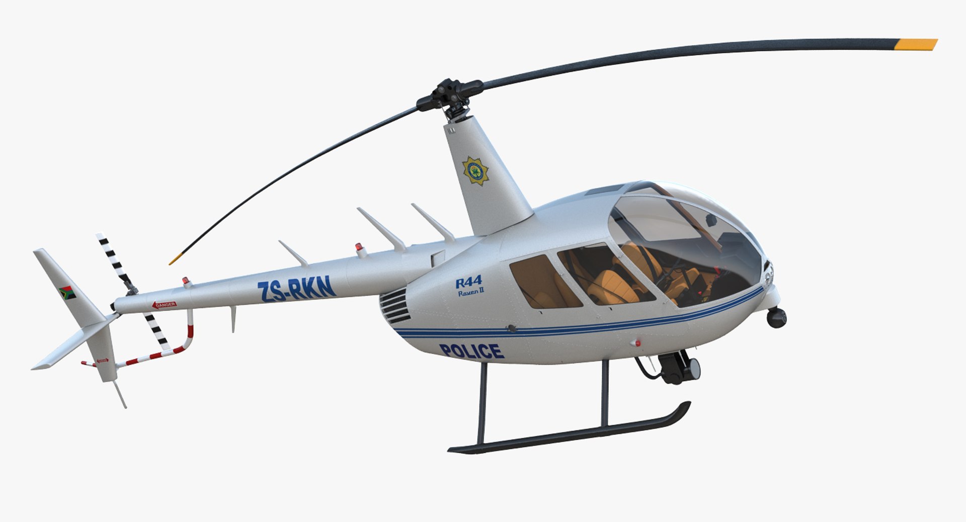 police helicopter robinson r44 3d model