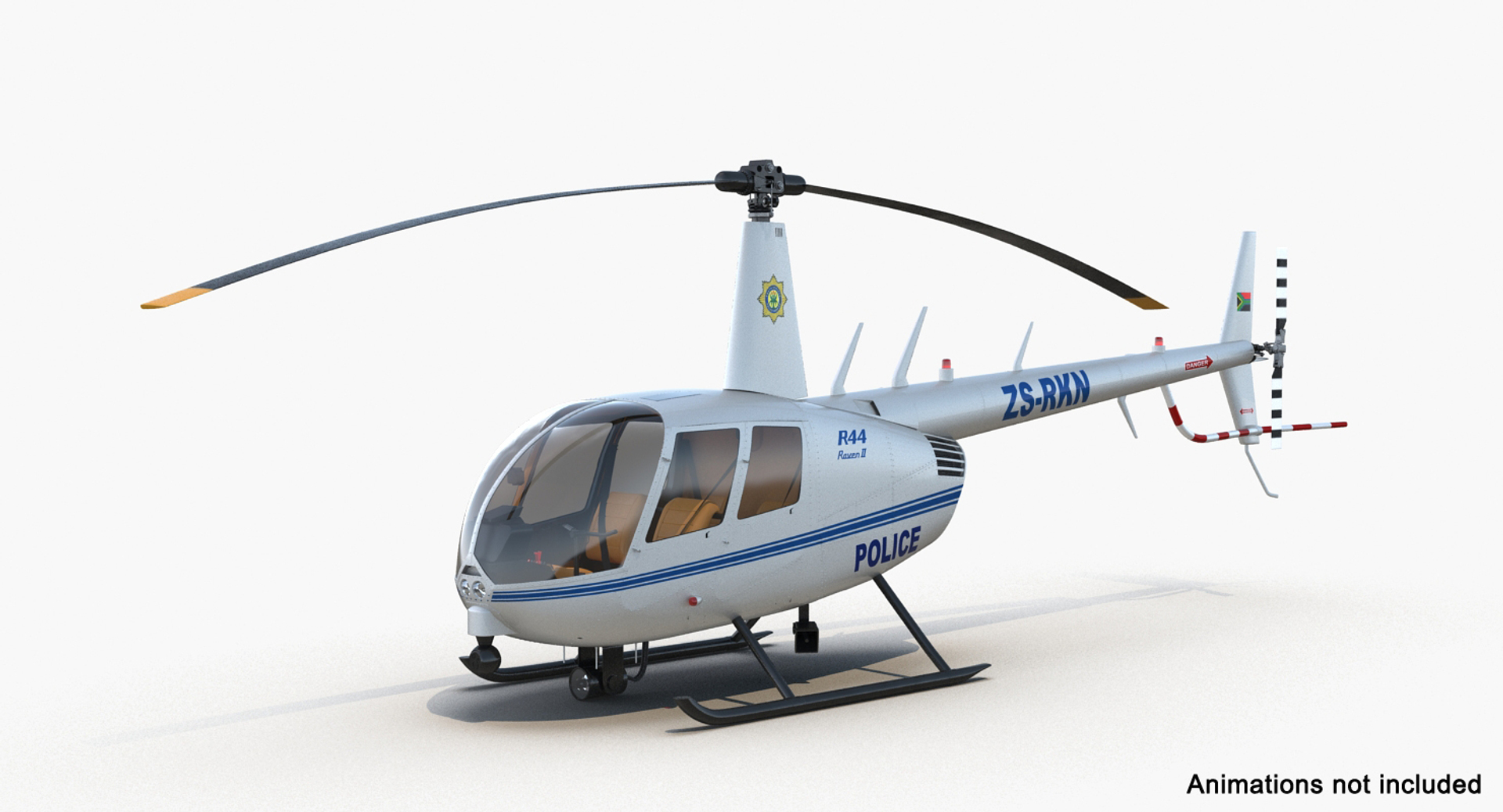 Police Helicopter Robinson R44 3d Model