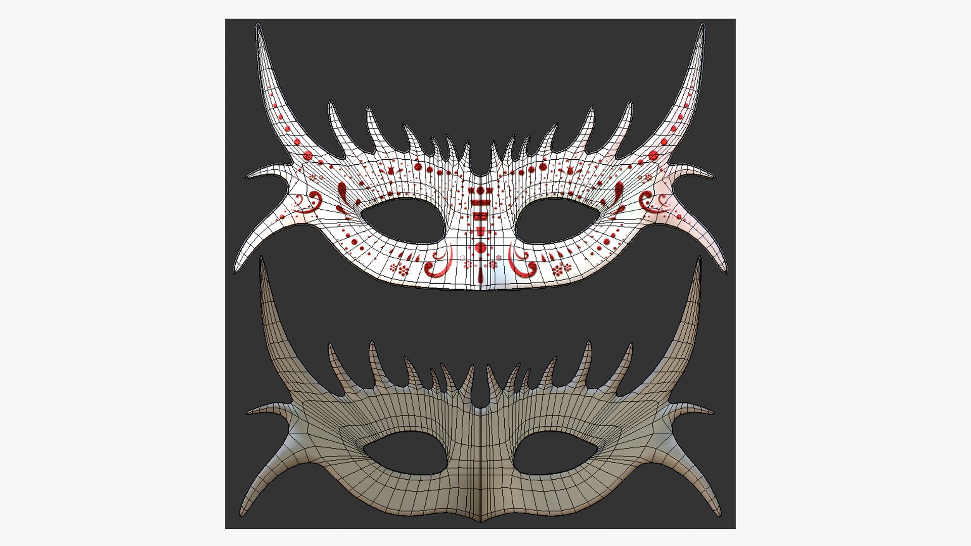3D Carnival Mask G11 White Red - Costume Character Design - TurboSquid ...