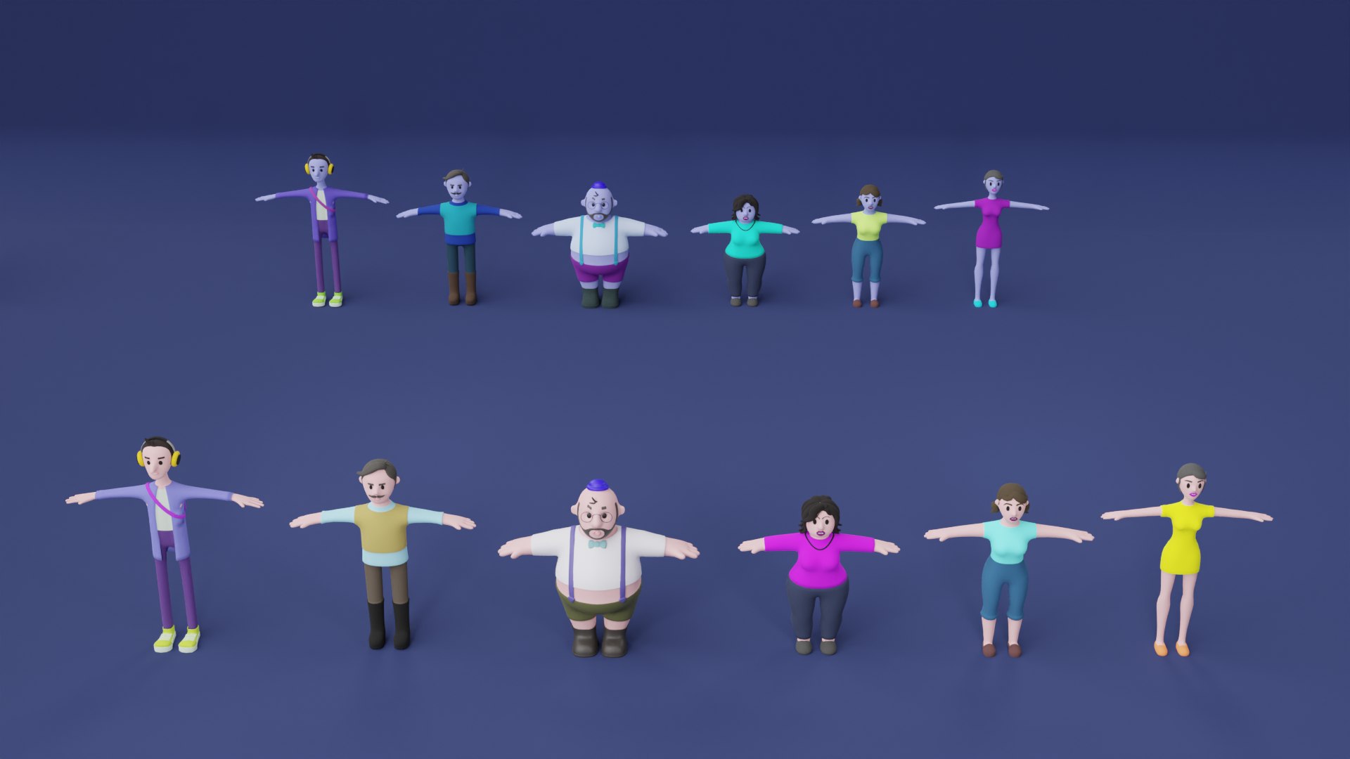 3D Cartoon 63 Stylized Characters Fully Rigged Blendshaped - TurboSquid ...
