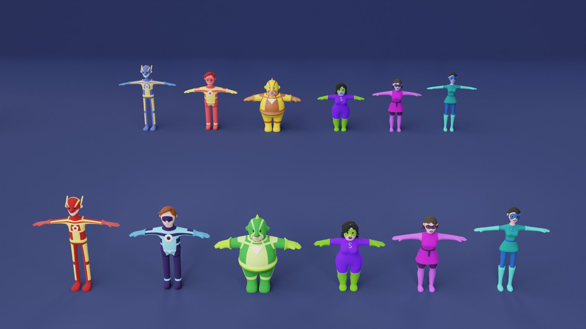 3D Cartoon 63 Stylized Characters Fully Rigged Blendshaped - TurboSquid ...