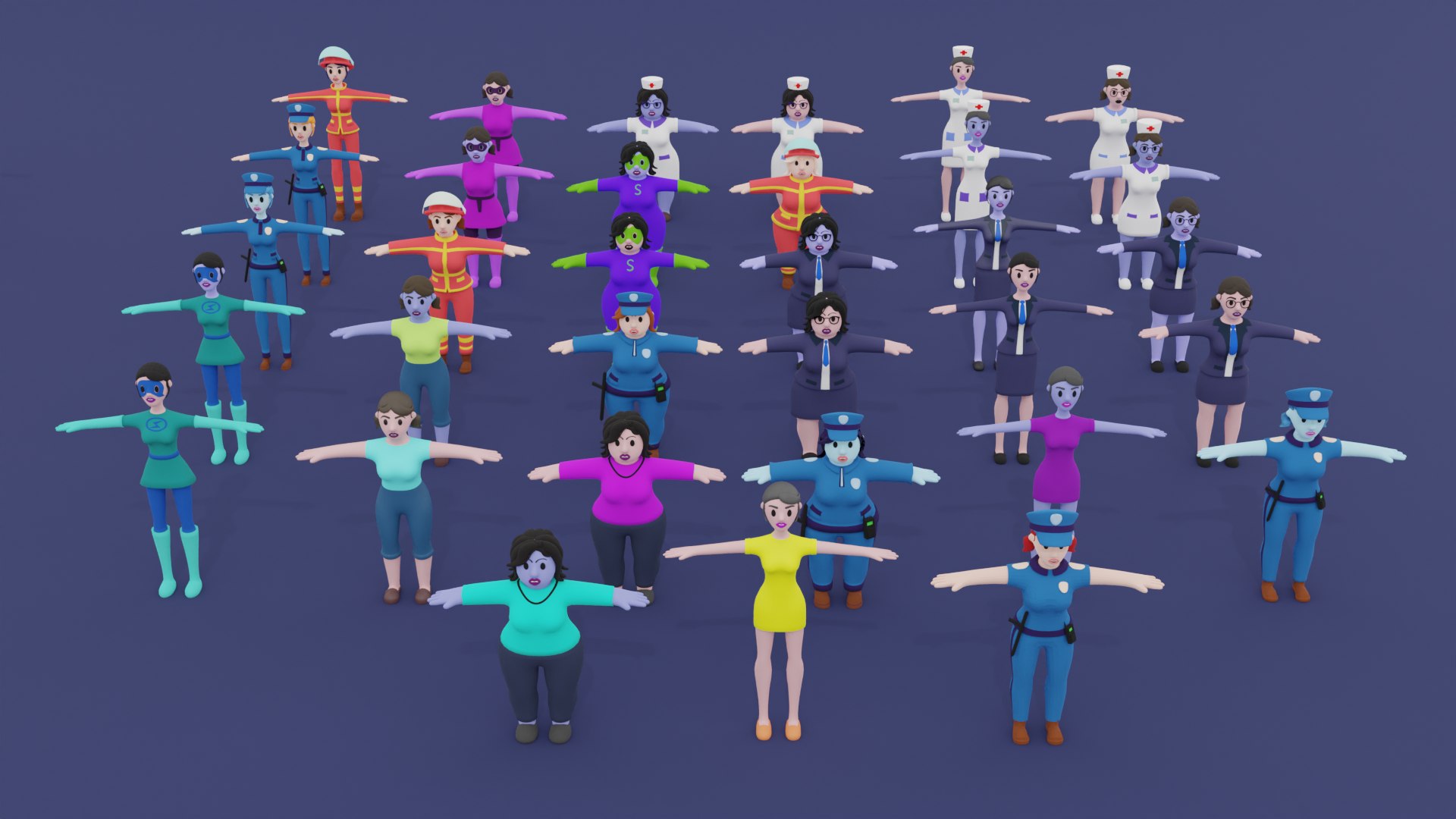 3D Cartoon 63 Stylized Characters Fully Rigged Blendshaped - TurboSquid ...