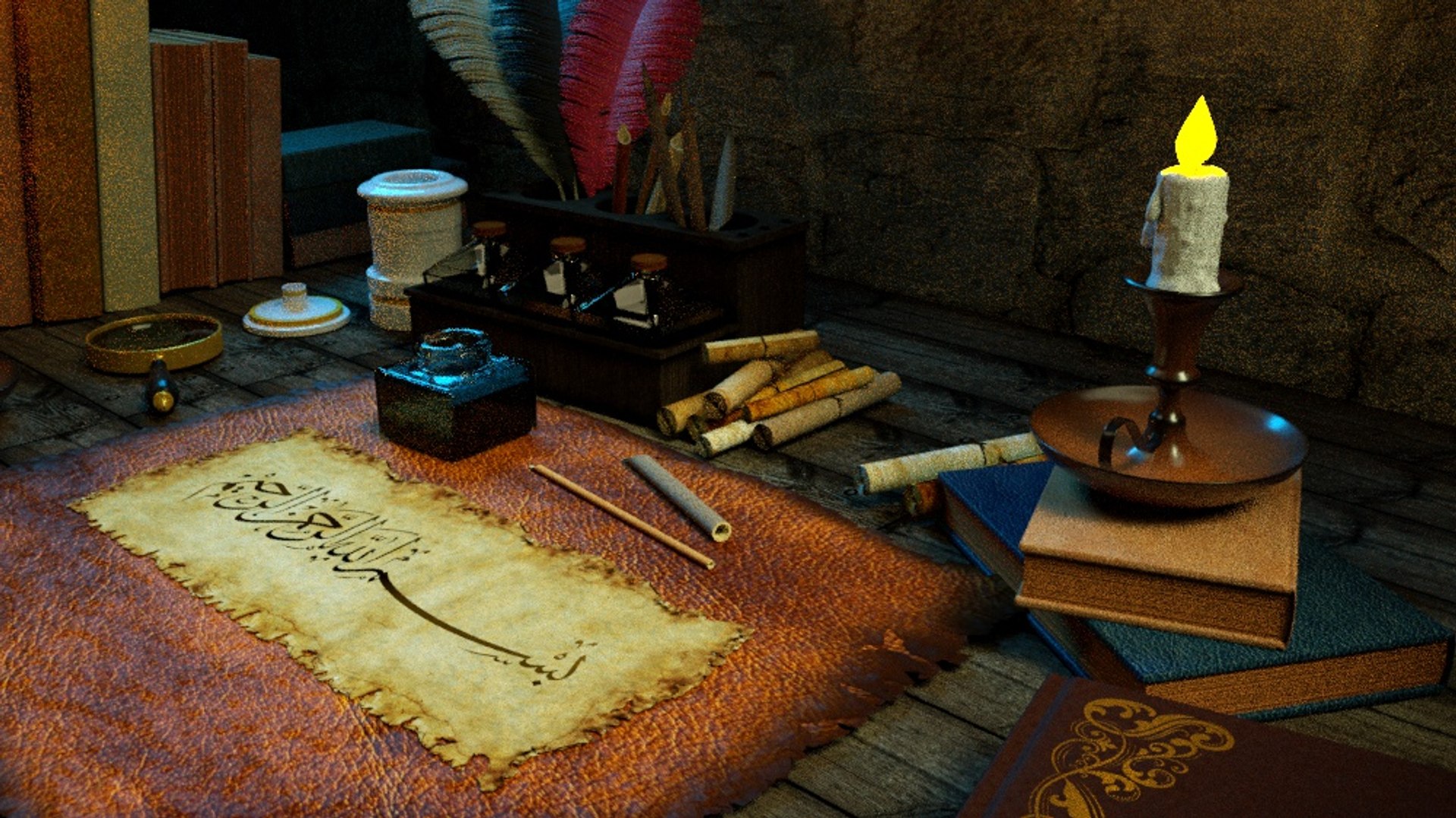 3D Parchment Table Model - TurboSquid 1383720