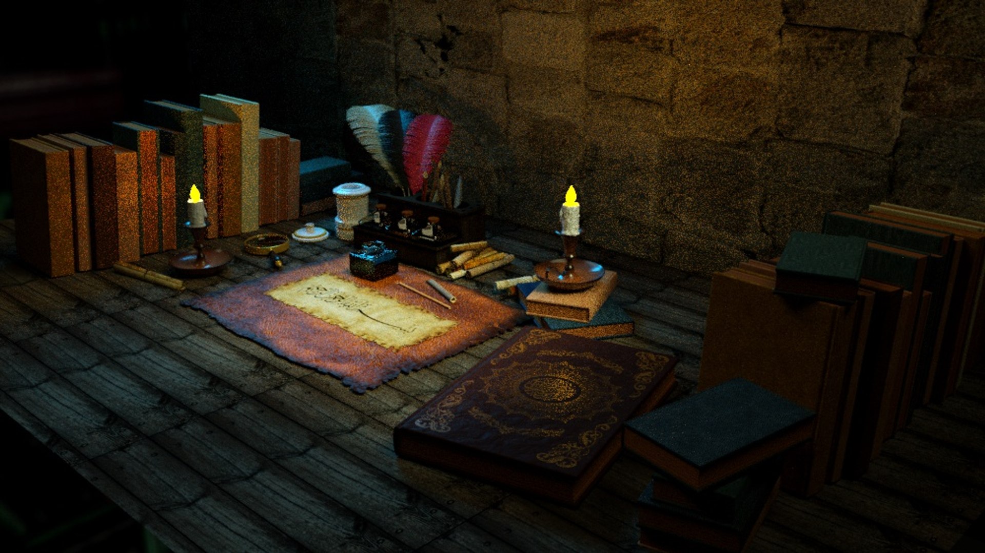 3D Parchment Table Model - TurboSquid 1383720