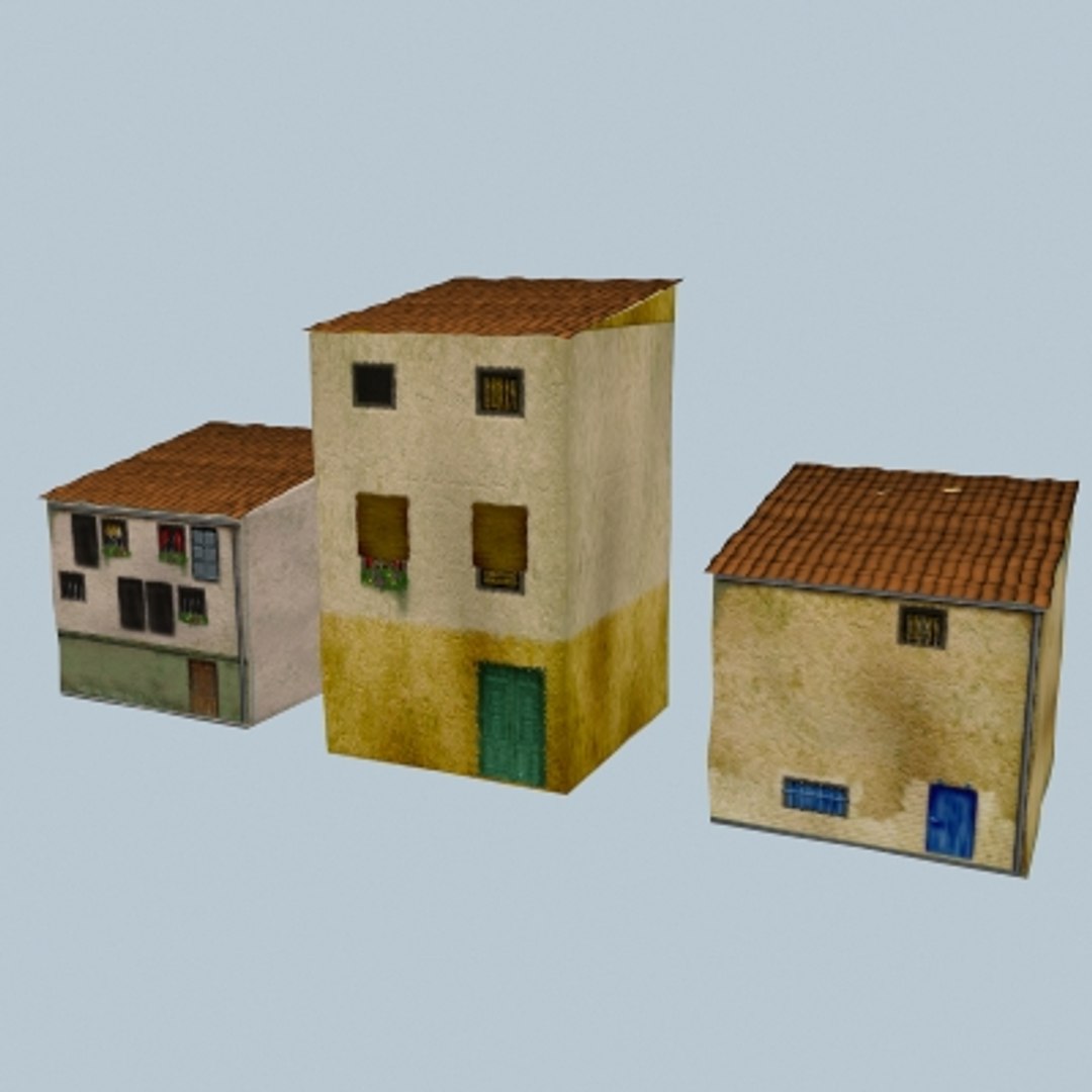 3d model 3 houses